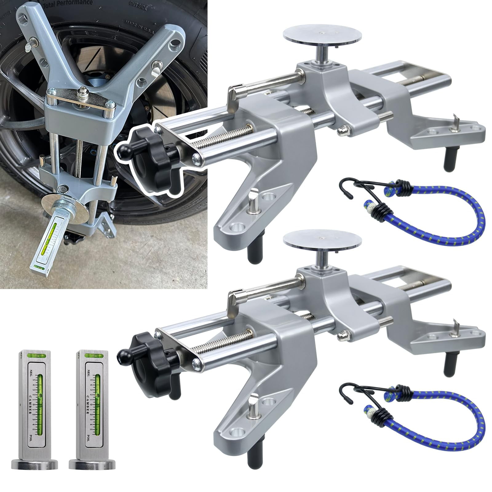 RULLINE 2 Sets Wheel Clamp & Magnetic Adapter Wheel Alignment Tool for ...