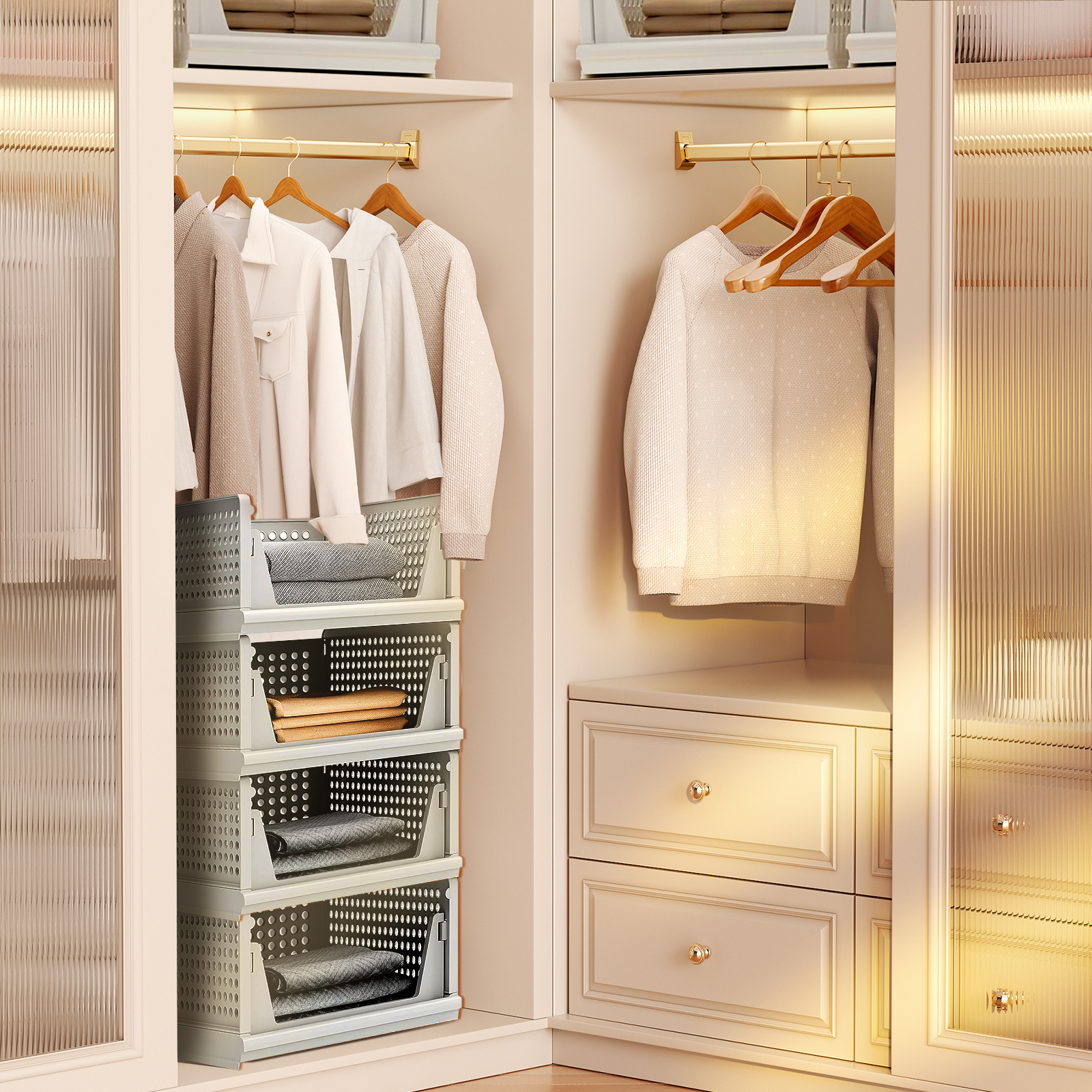 Furinno Laci NW13154 Foldable Soft Storage Drawer, 4 Sets (8 Pieces ...