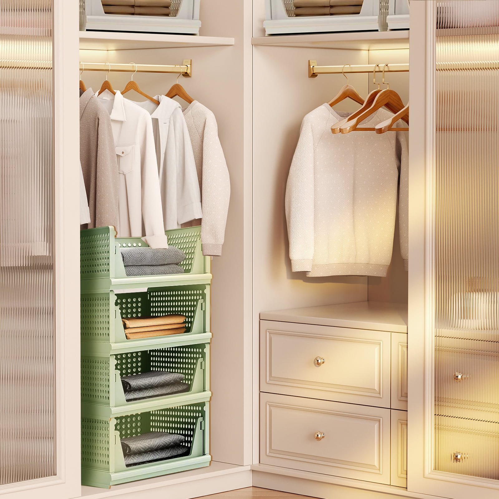 RULLINE Stackable Plastic Lower Cabinet Cupboard Basket Organizer ...