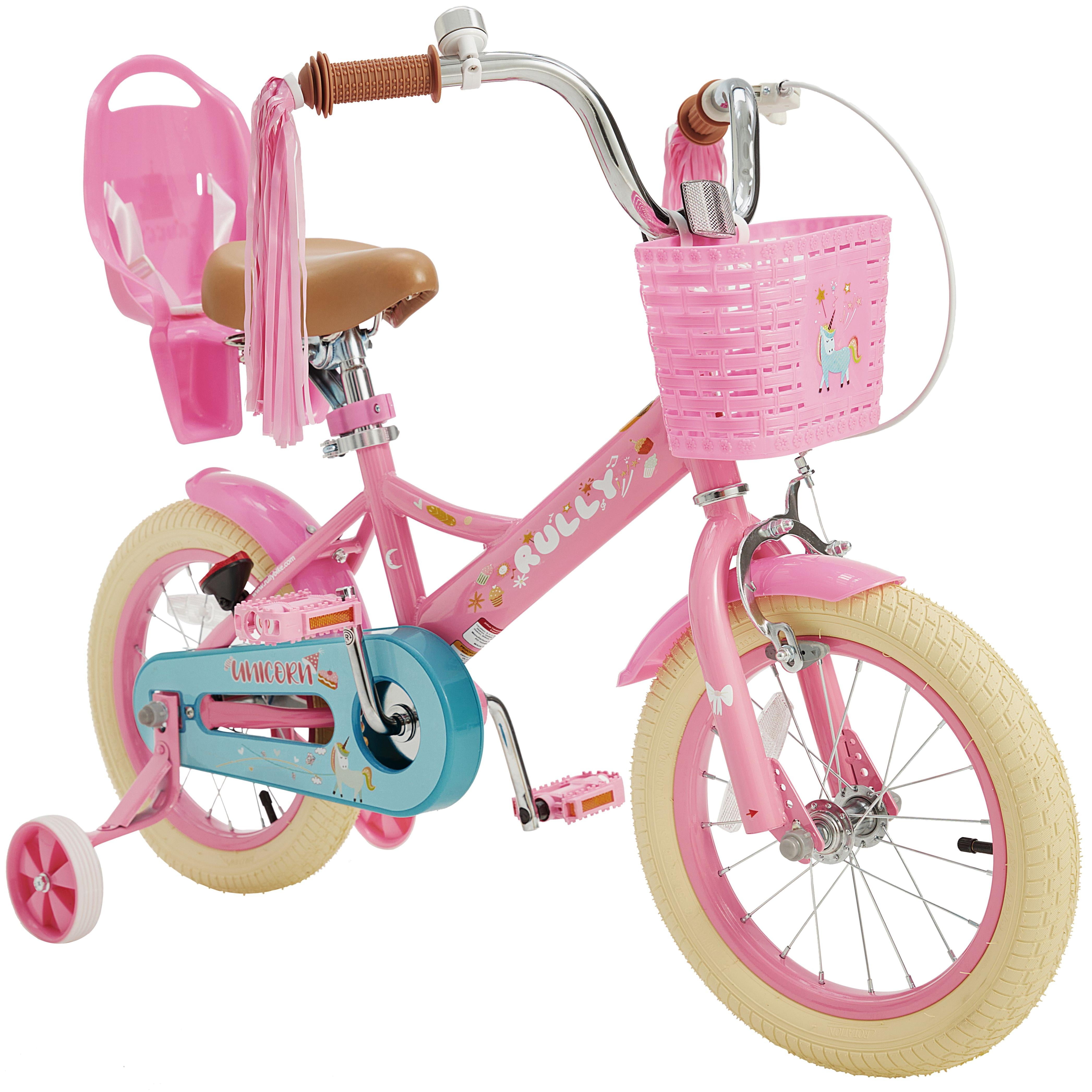 RULLY 12 Inch Girls Bike with Basket Bike Streamers Toddler Cycle Bikes ...