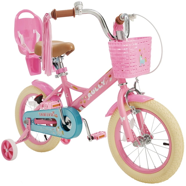 RULLY 12 Inch Girls Bike with Basket Bike Streamers Toddler Cycle Bikes ...