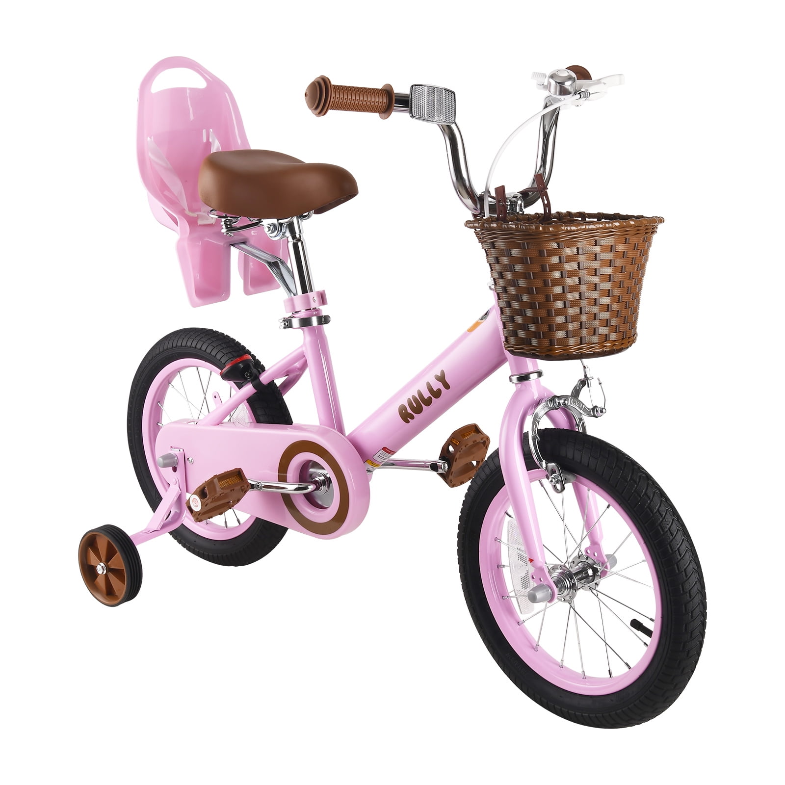 RULLY 12 Inch Kids Bik, Children Bicycle with Doll Seat, Pink - Walmart.com