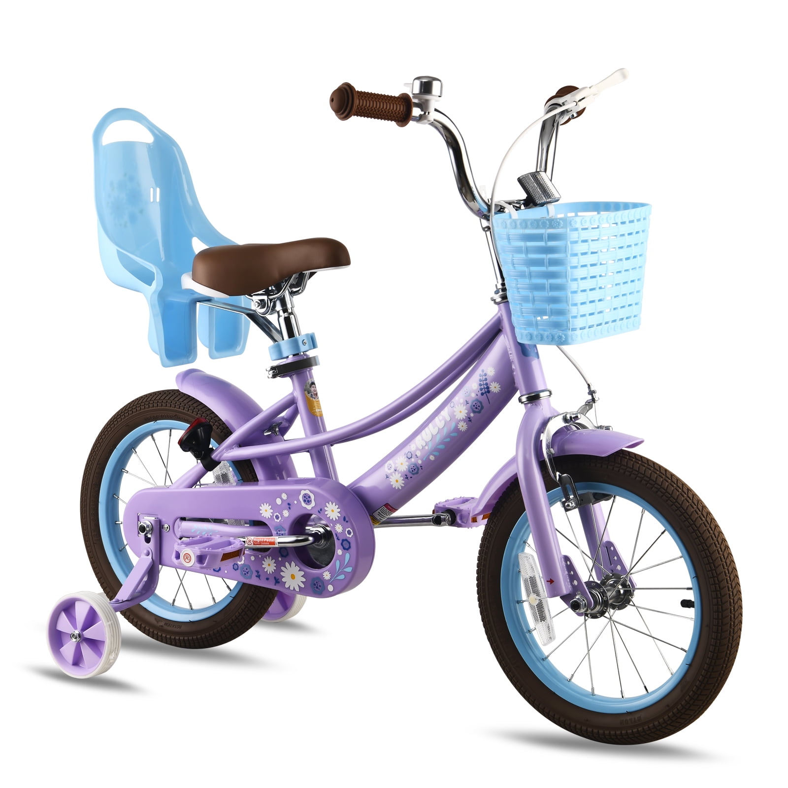 RULLY Petal 12 Inch Girls Bike, 12" Kids Bike with Basket &Doll Seat ...