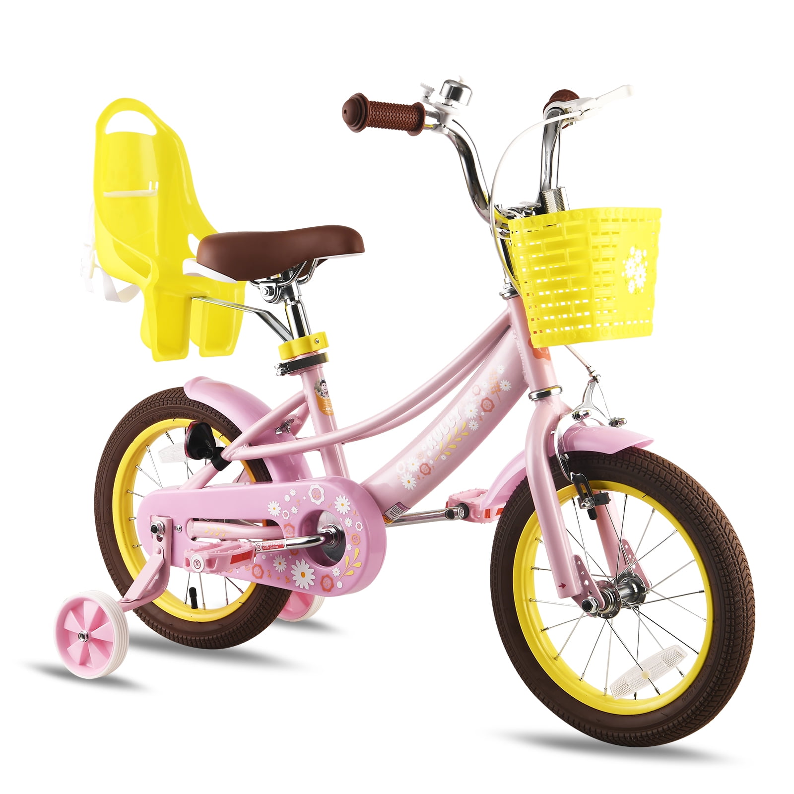 RULLY Petal 16 Inch Girls Bike, 16" Kids Bike with Basket &Doll Seat ...