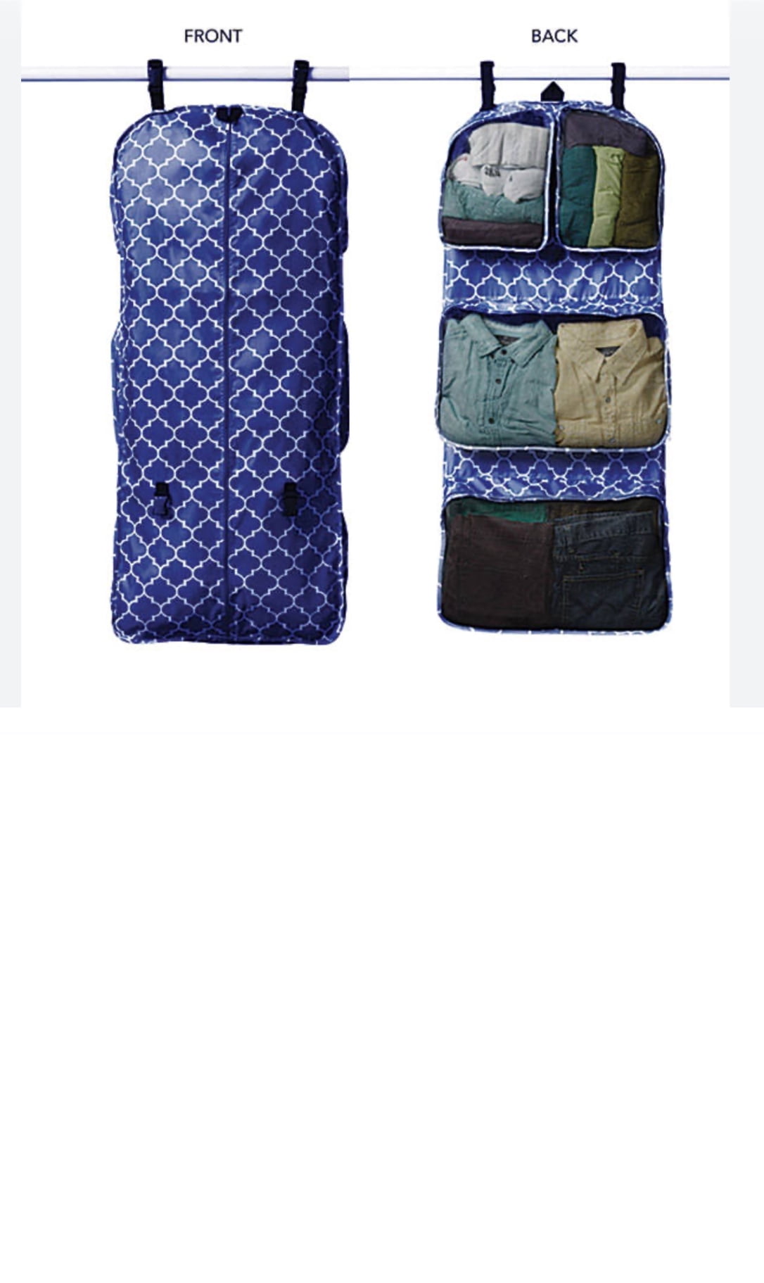 RUME GARMENT TRAVEL ORGANIZER NAVY GEOMETRIC PRINT - Walmart.com