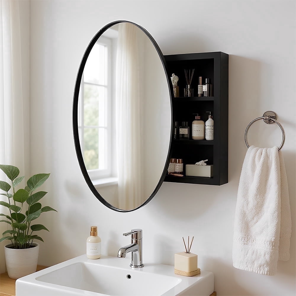 Strafriture Round Medicine Cabinet Mirror, Bathroom Mirror Wall Cabinet ...