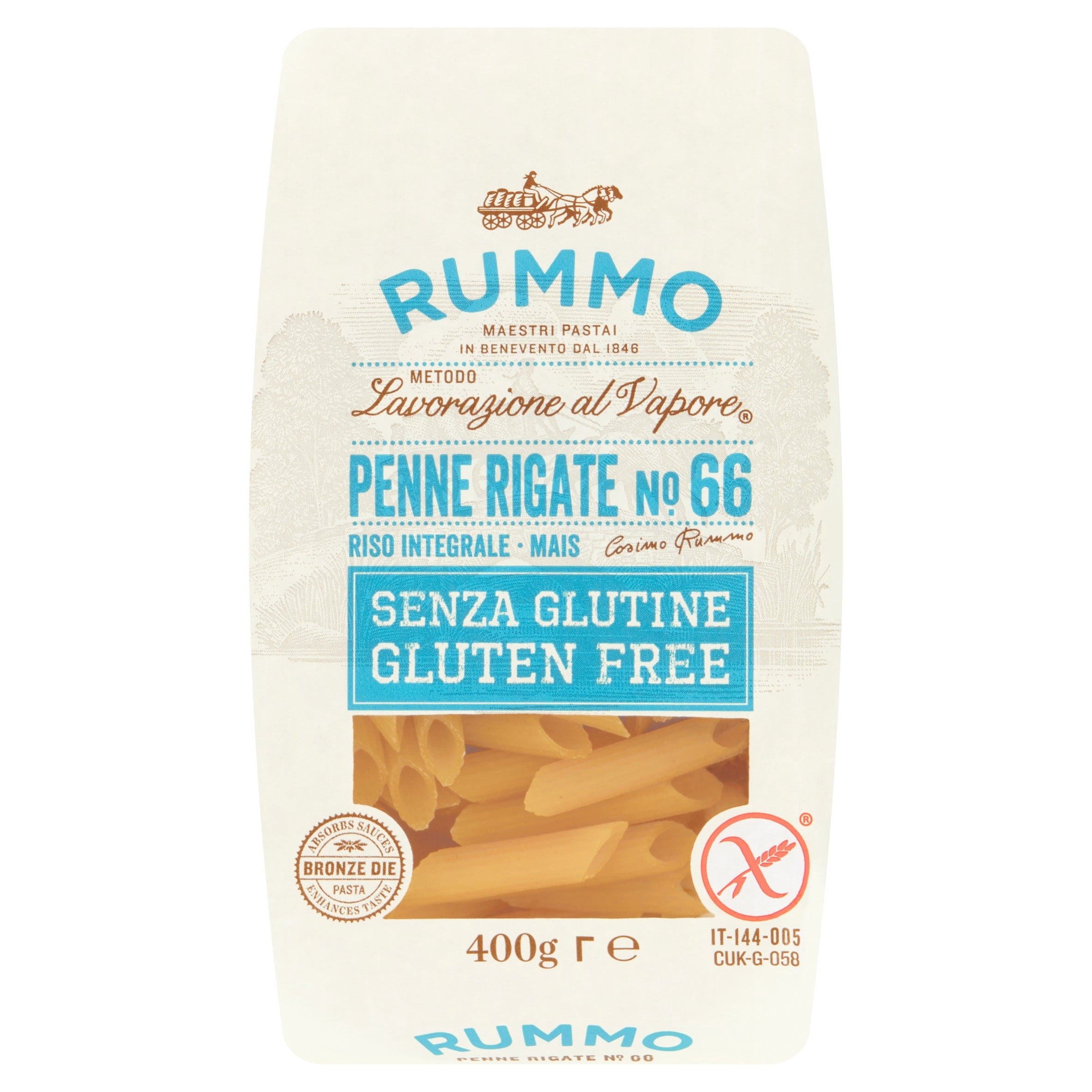 Rummo Gluten Free Penne Rigate No. 66 400g, Imported from Britain ...