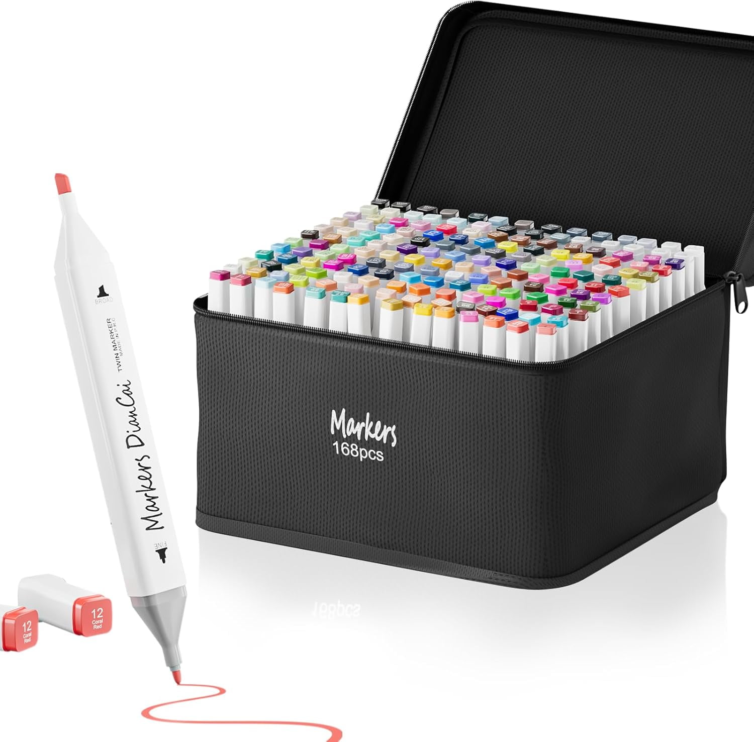 RUN HELIX Alcohol Markers, 168 Colors Dual Tip Markers Broad Brush Tip ...
