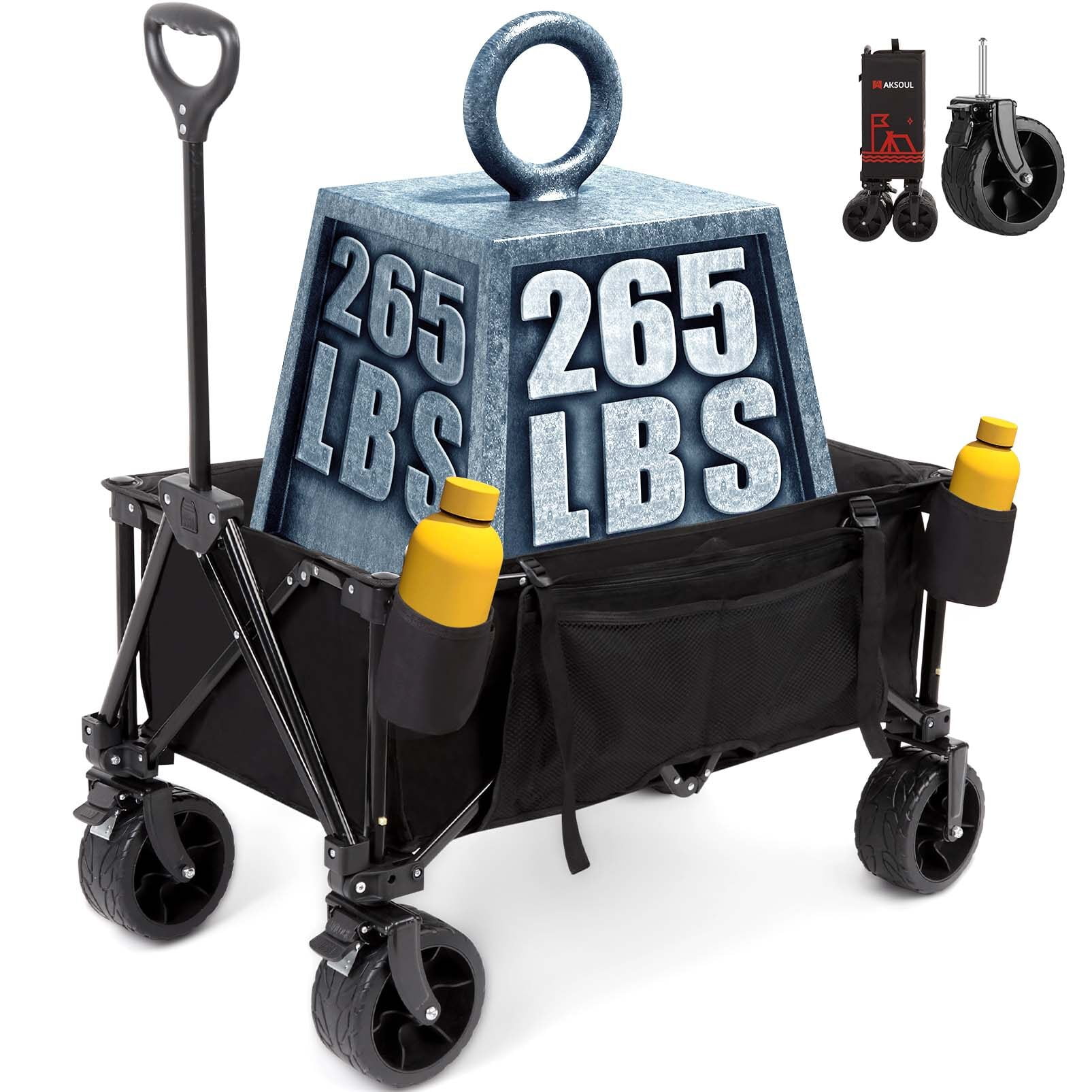 RUNACC Collapsible Trolley Wagon Cart Folding Camping Outdoor Trolley ...