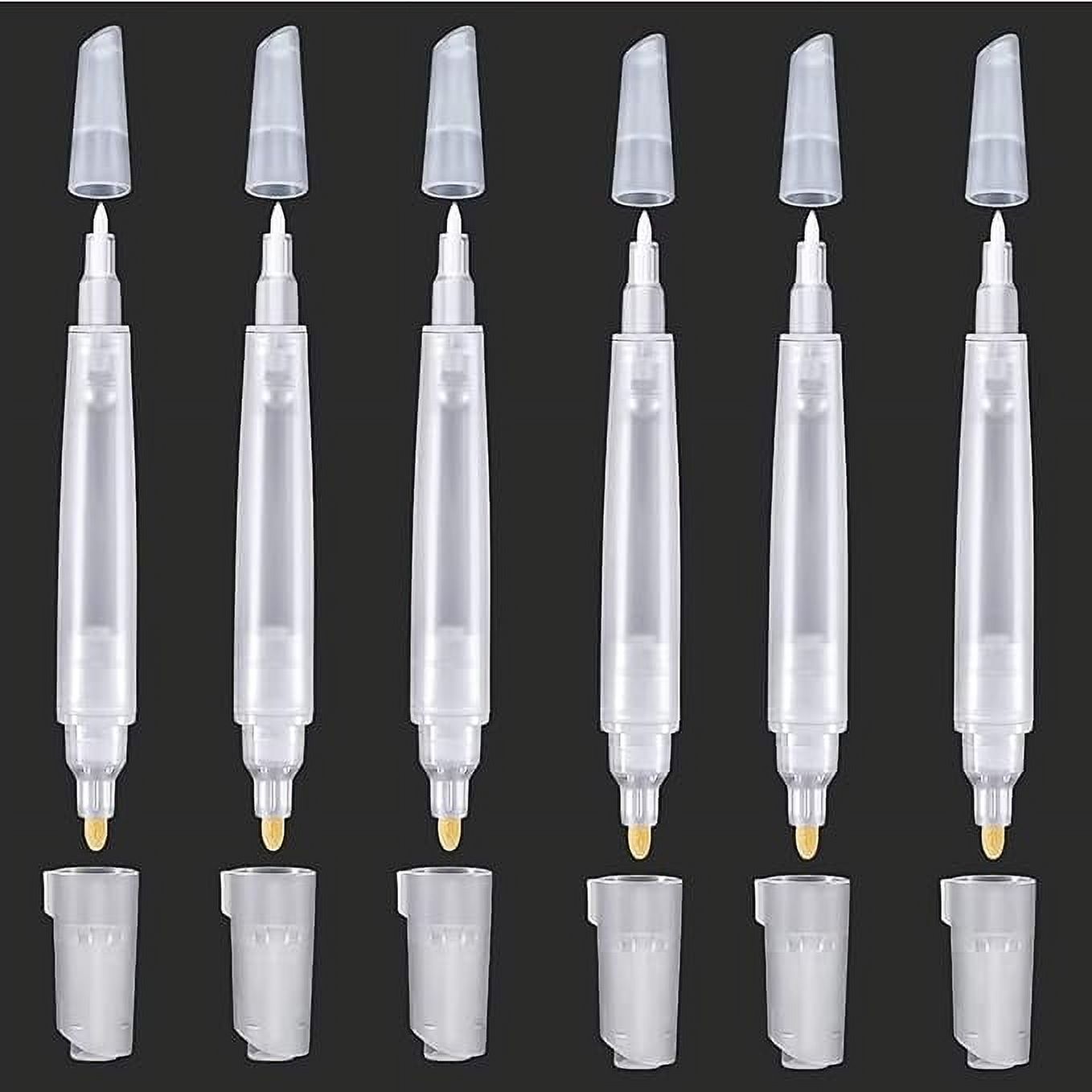 RUNBFUUY Set of 6 Refillable Paint Pen, 3 mm & 0.7 mm Double End Empty ...