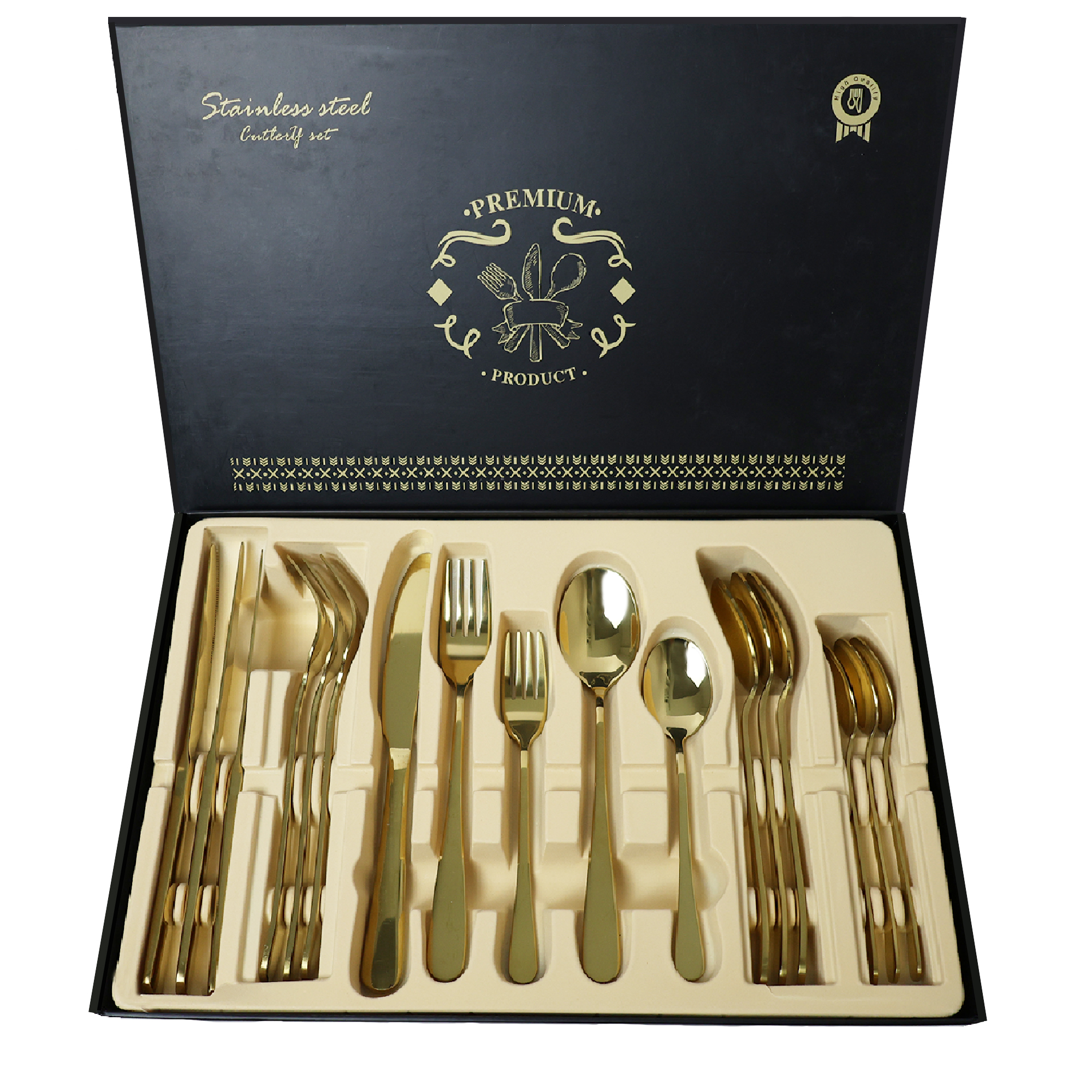 RUNFLY 20 Pieces Stainless Steel Glod Silverware Set with Fancy Gift ...