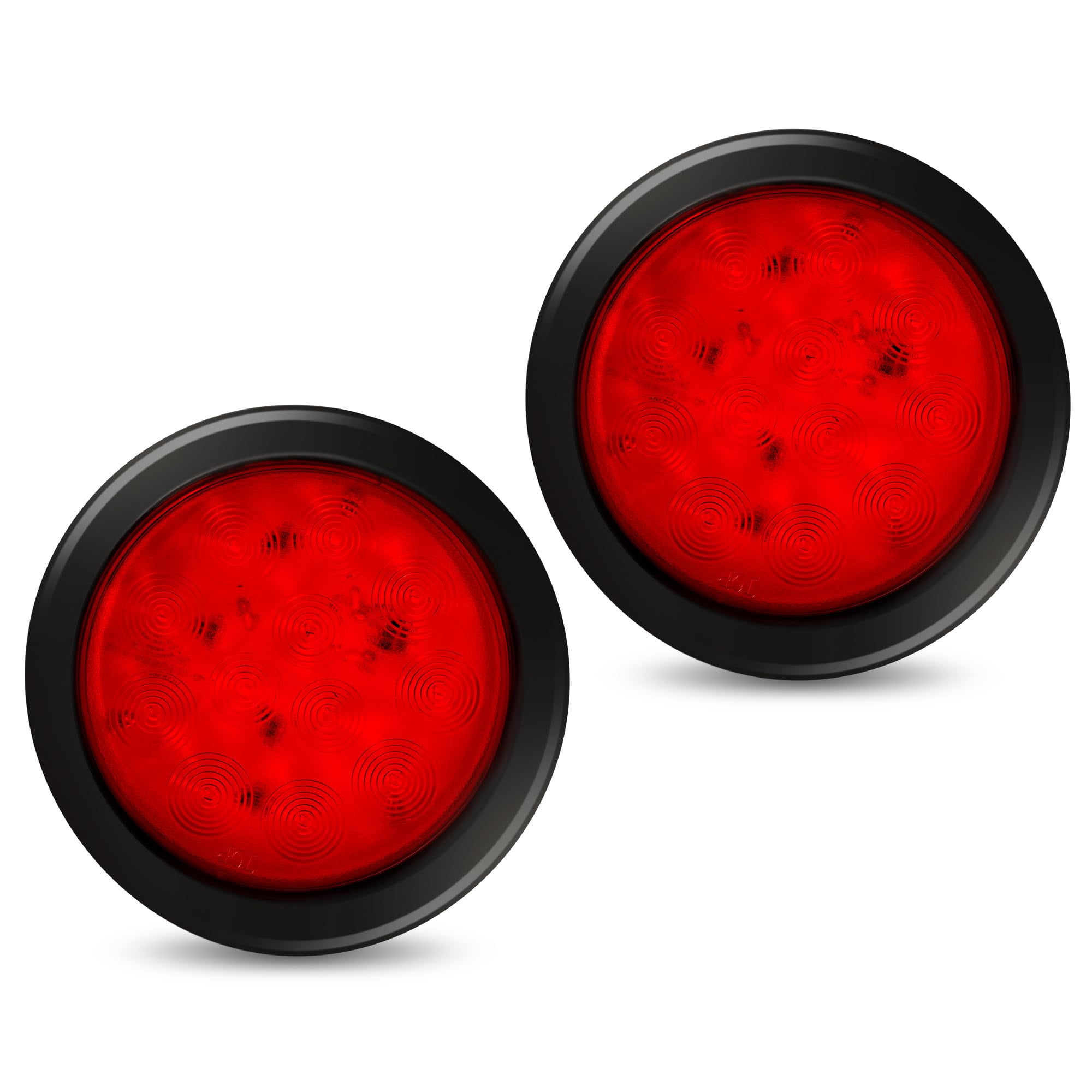 RUNHWEE 2Pcs 4" Round Led Trailer Lights Kit Red 12 LED Boat Marker ...