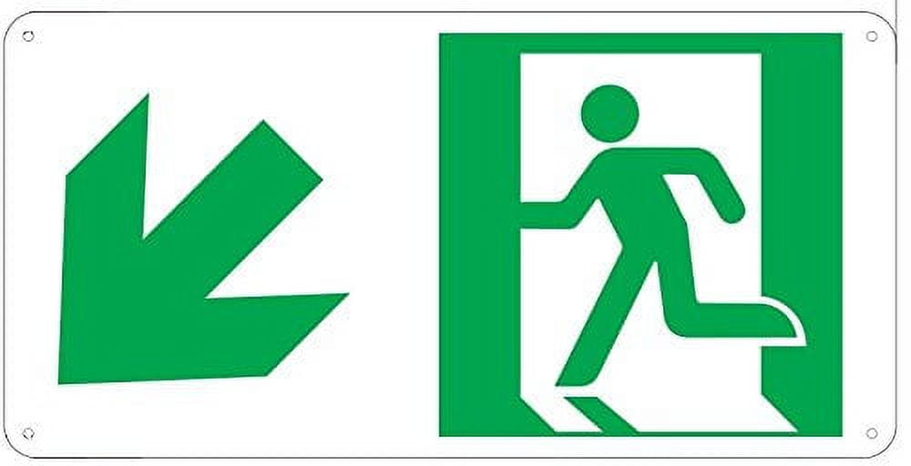 RUNNING MAN DOWN LEFT ARROW SIGN - (Photoluminescent ,High Intensity ...