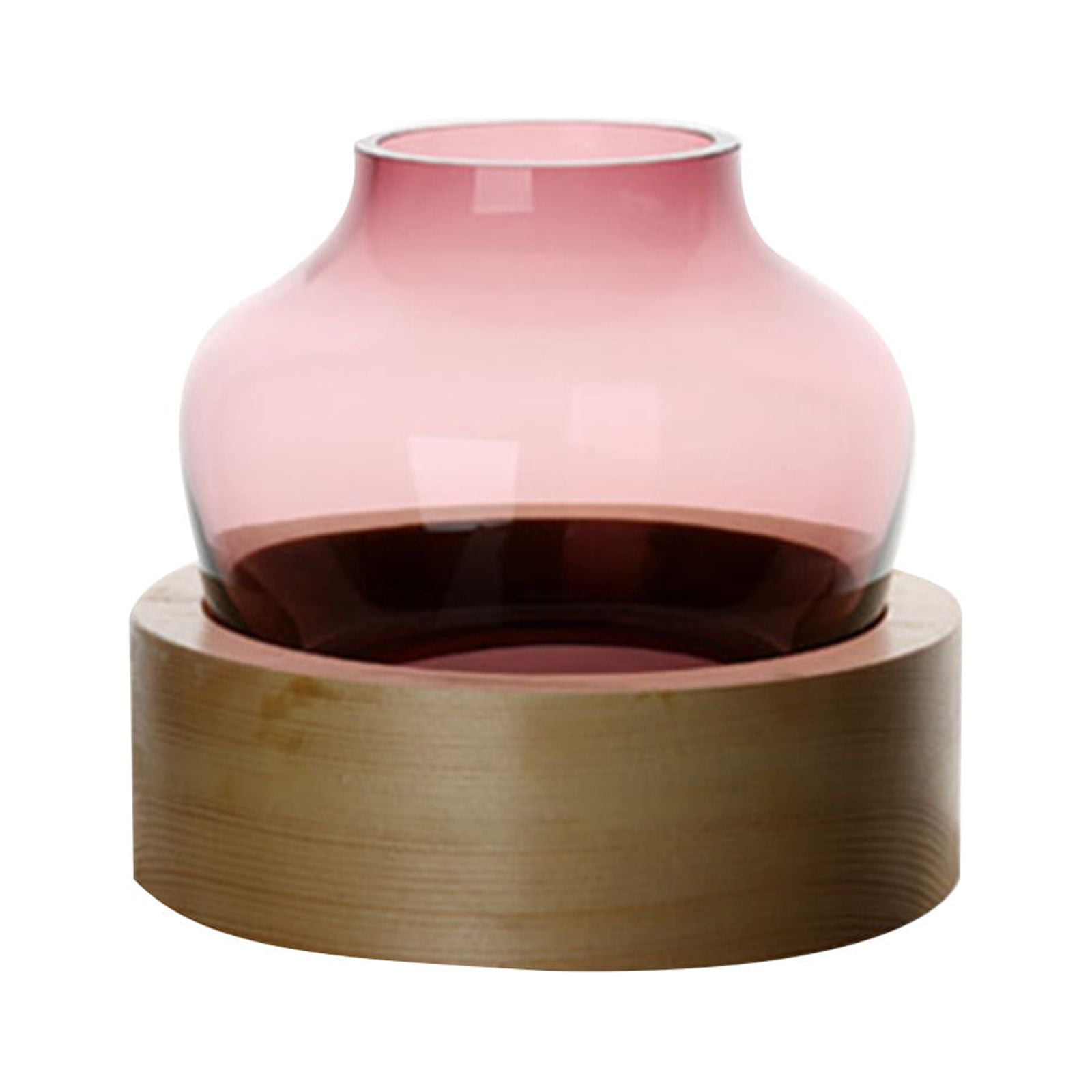 RUNOLIG Simple Modern Decorative Flower Vase With Wooden Base,Round ...