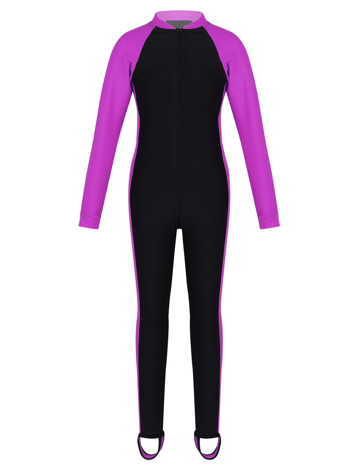 RUNQHUI Girls Swimsuit Kids Full Body Rash Guard One Piece Bathing Suit ...