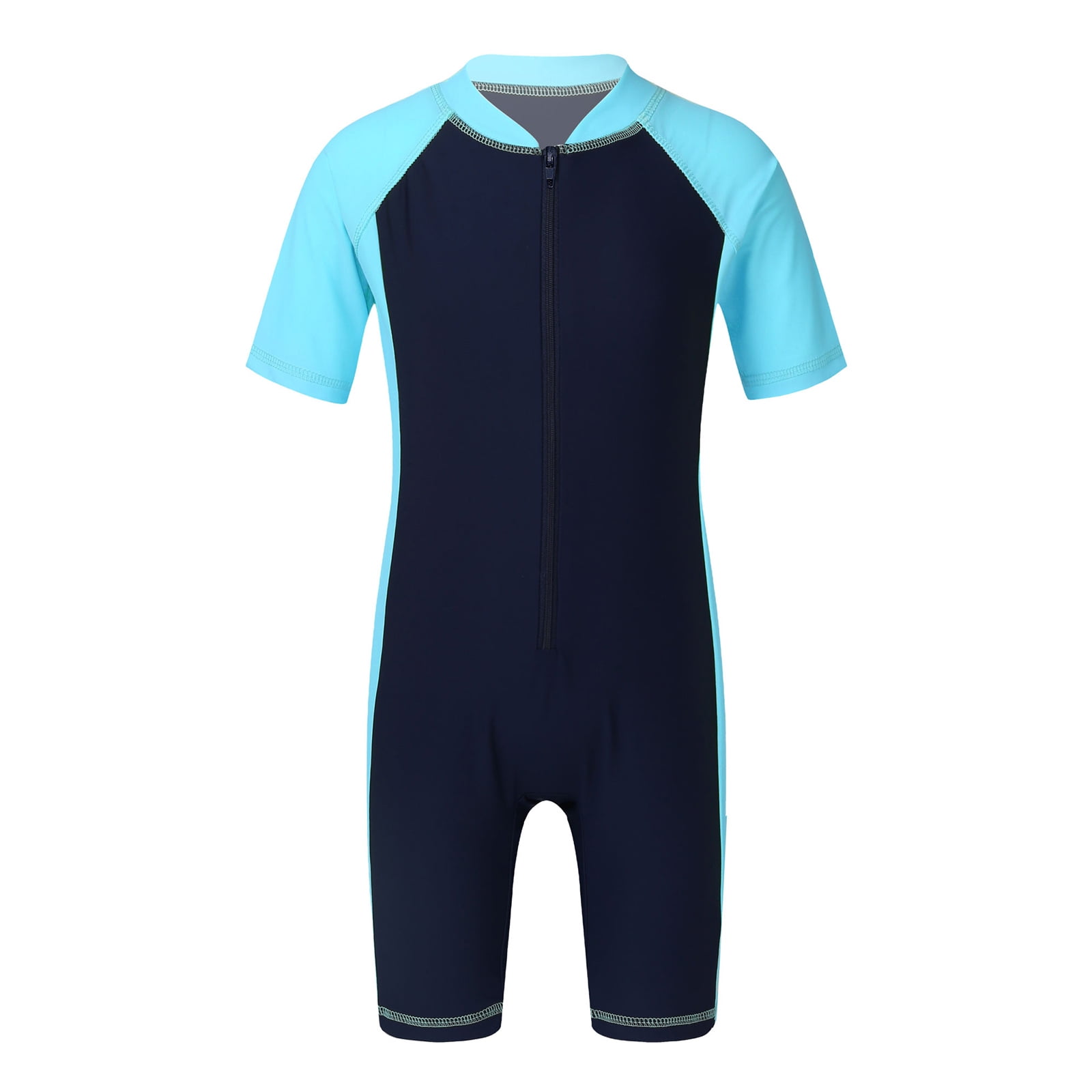RUNQHUI Kids Boys One Piece Zip Swimsuit Short Sleeve Surfing Wetsuit ...