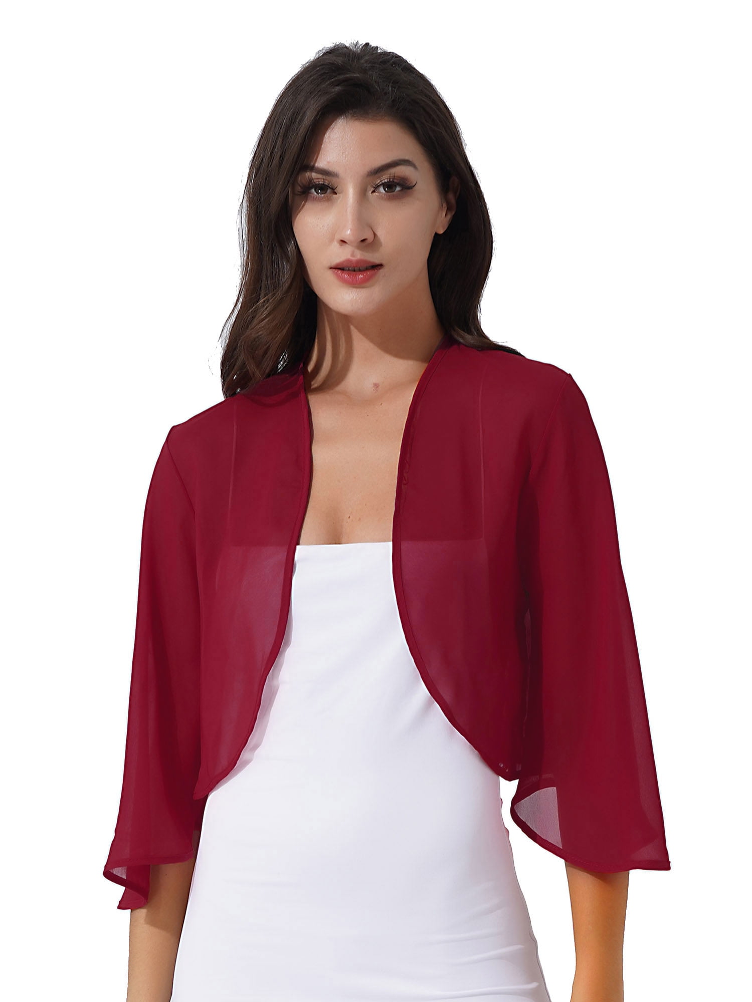 RUNQHUI Womens Chiffon Cardigan Wraps Shawls Ladies Elegant Sheer Scarf ...