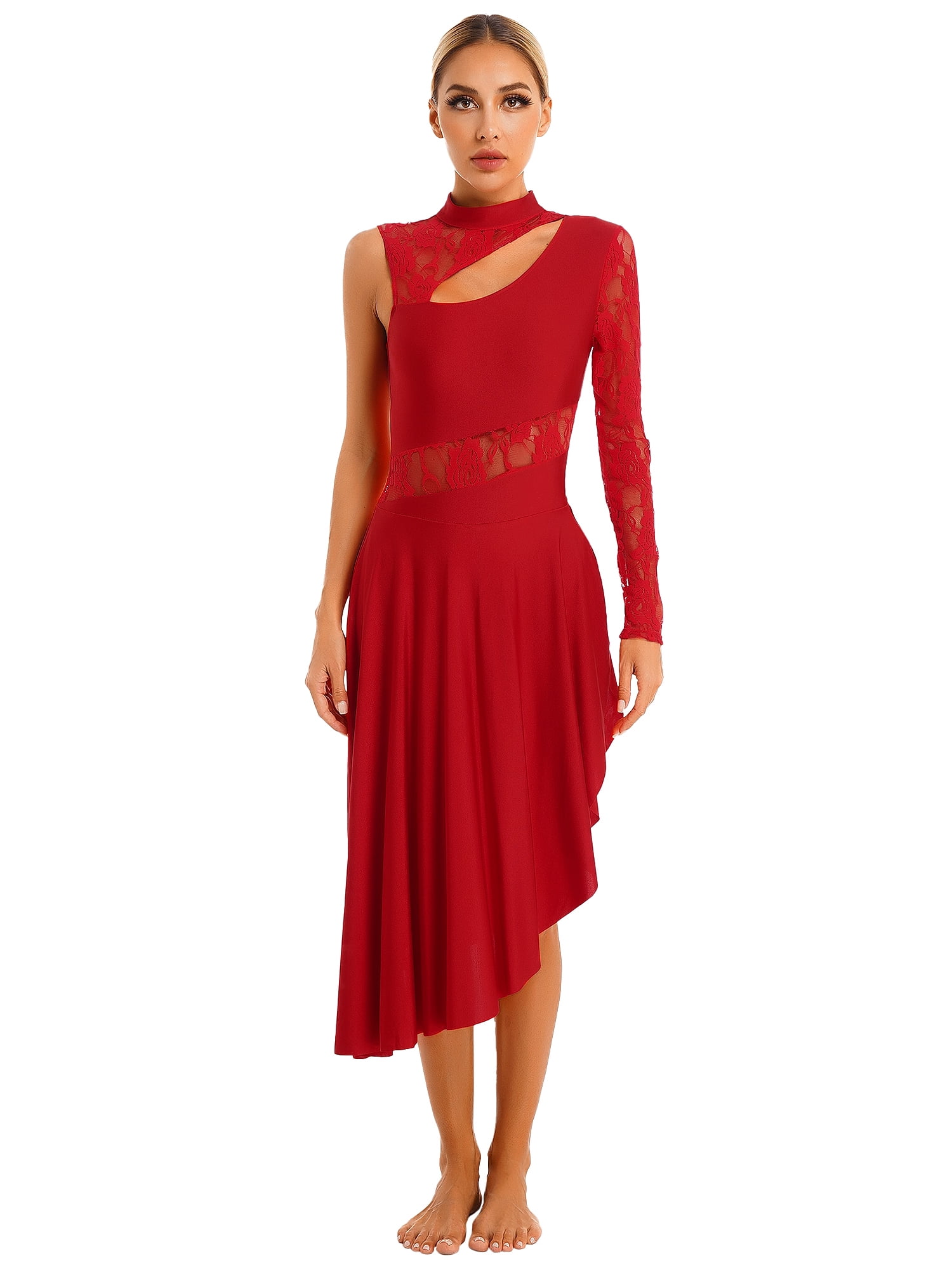 RUNQHUI Womens Latin Dance Dress Ballroom Sides Split Salsa Tango Cha ...