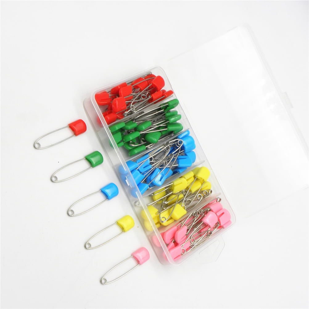 RUNROTOO 100Pcs Assorted Color Steel Round Safety Pins for Clothing ...