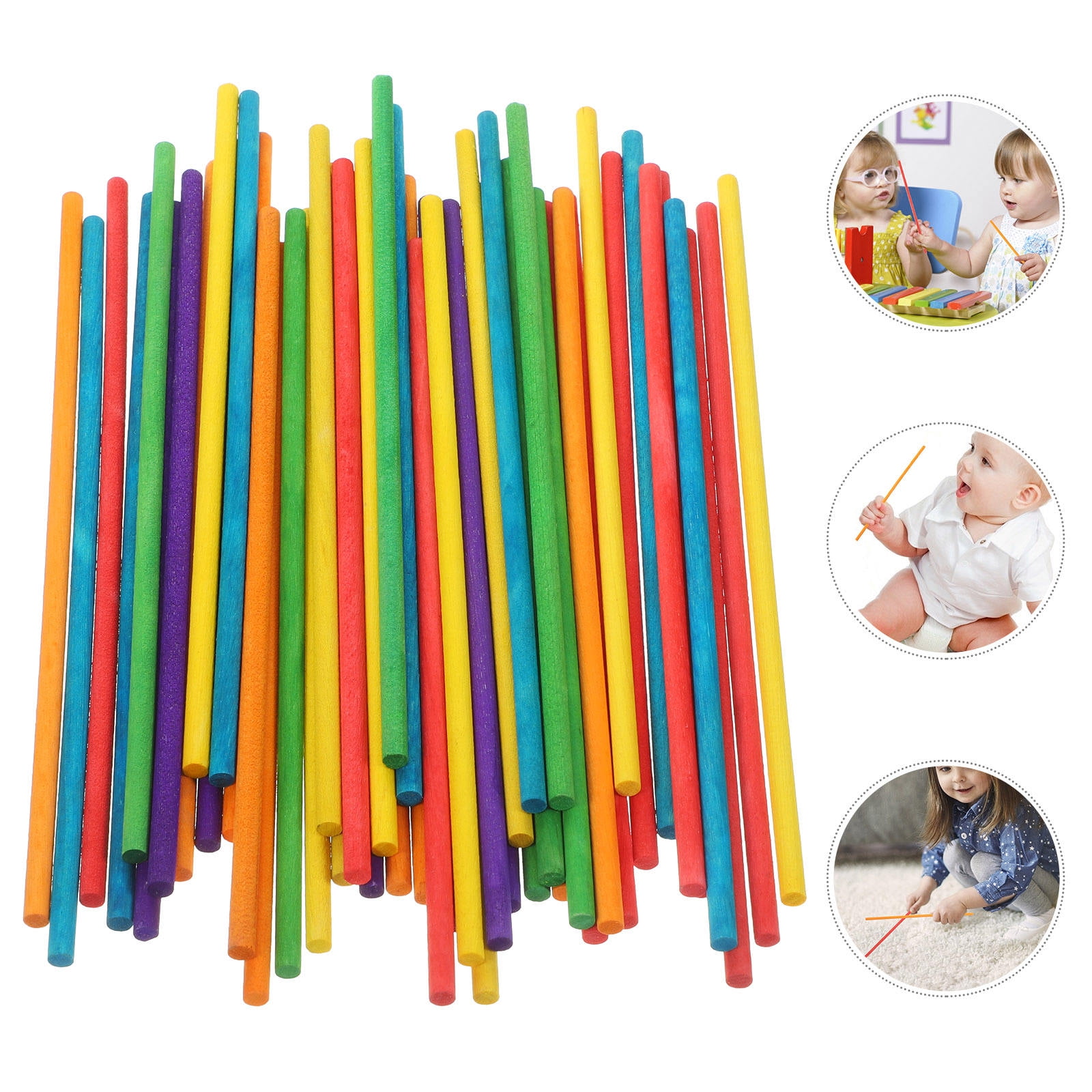 RUNROTOO 100Pcs Round Wood Sticks For Crafts Durable And Portable Kids ...