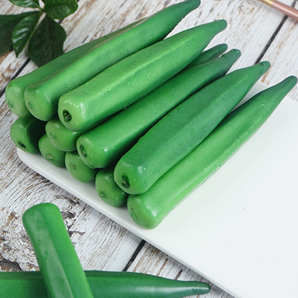 RUNROTOO 10Pcs Artificial Okra Simulation Vegetables Leaf Decors For ...