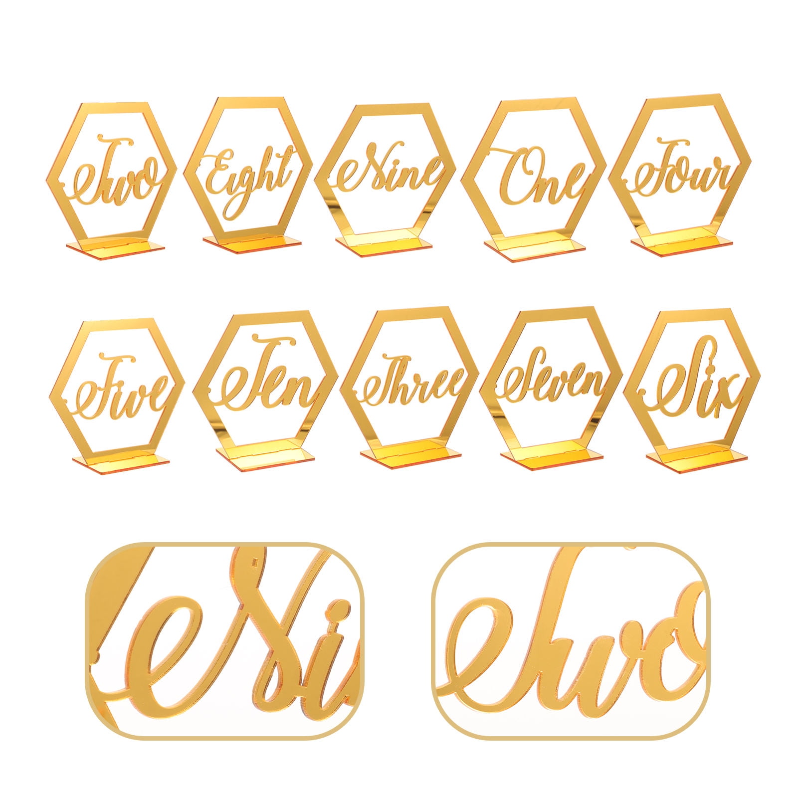 RUNROTOO 10Pcs Golden Acrylic Reserved Table Sign for Wedding and Event ...