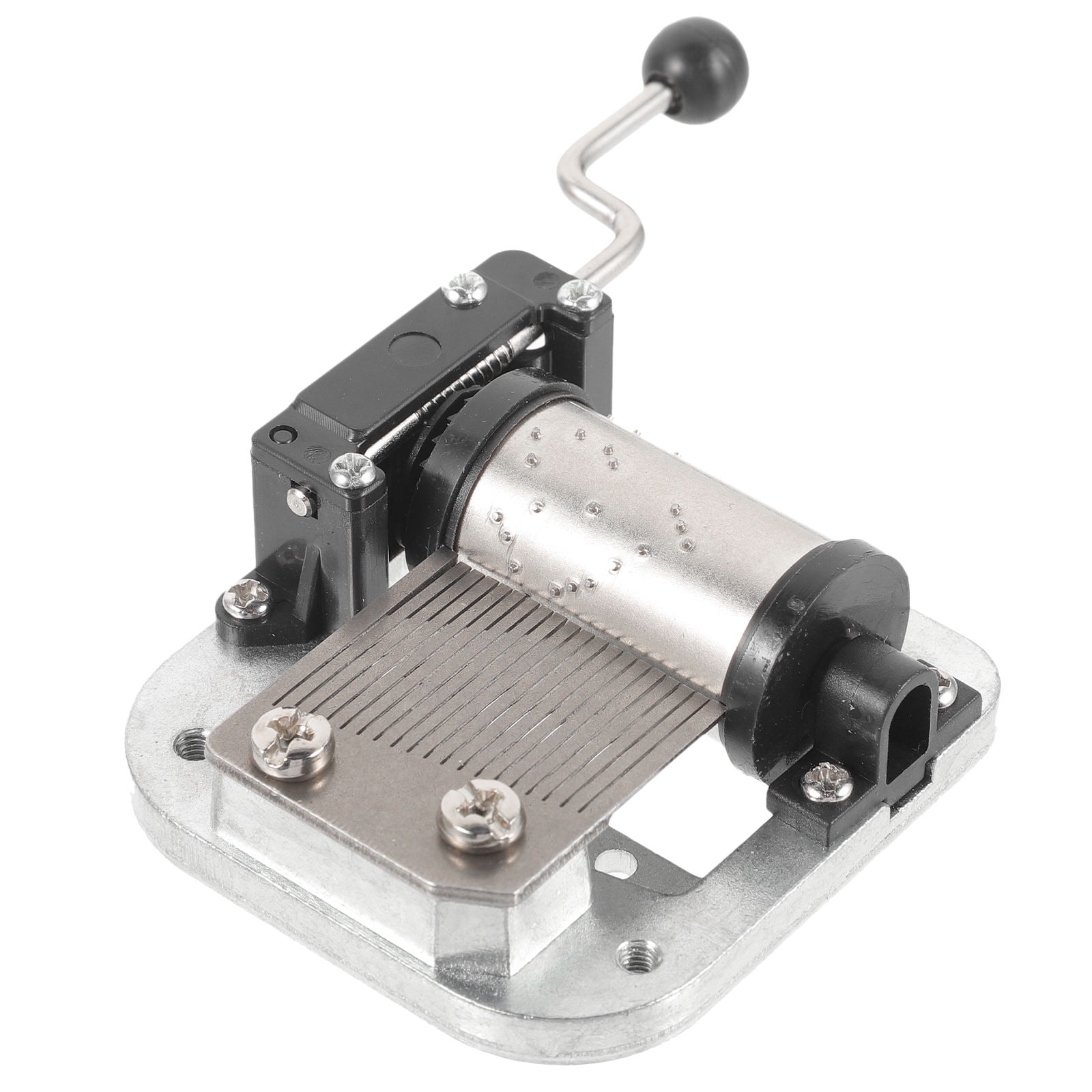 RUNROTOO 1Pack Diy Musical Movement Rectangular Silver Alloy Hand Crank ...