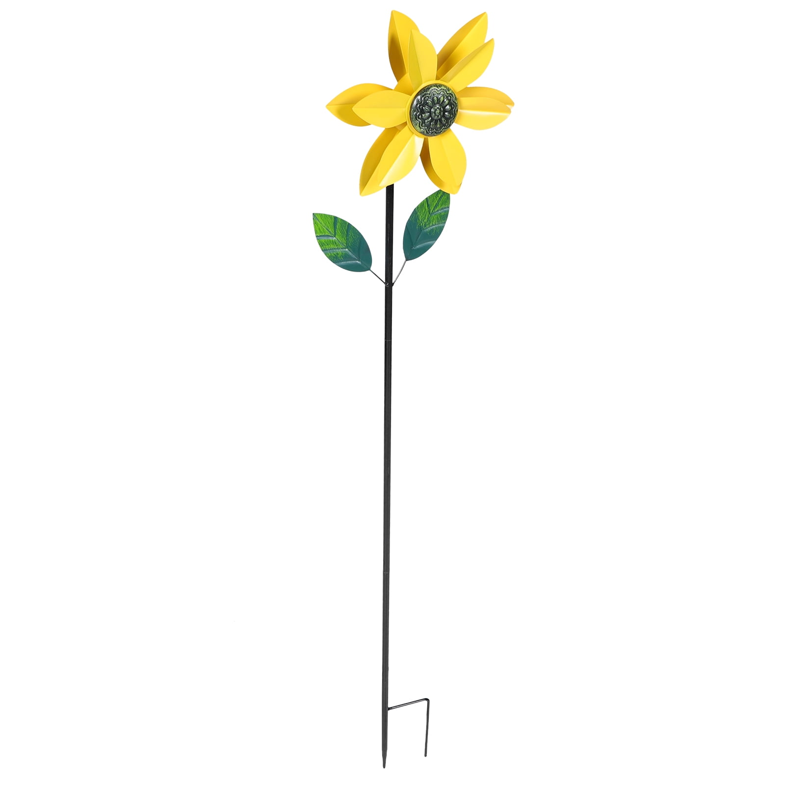 RUNROTOO 1Pack Metal Sunflower Windmill Standing Windmill Decor Garden ...