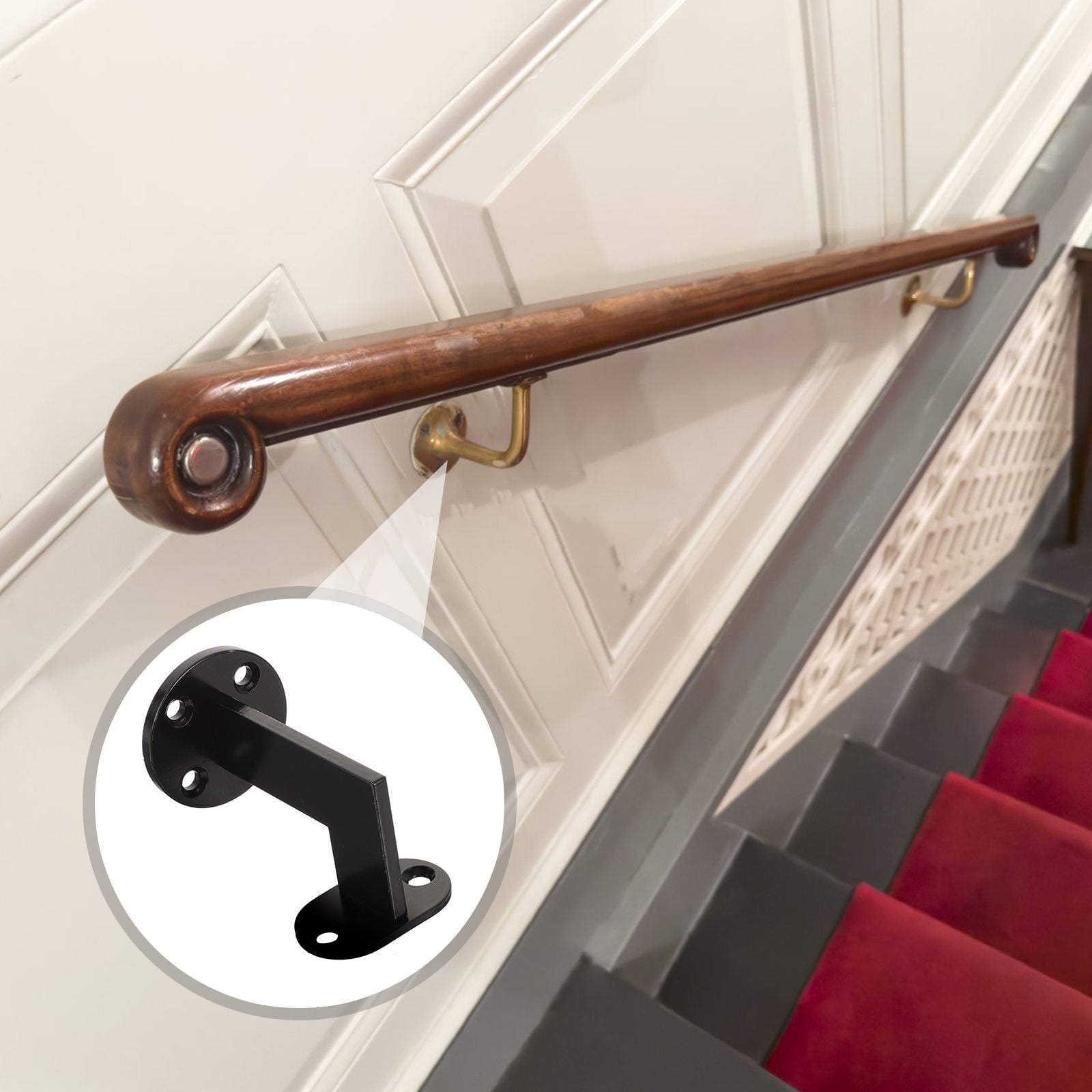 RUNROTOO 1Pack Rectangular Brushed Finish Handrail Bracket Support Easy ...