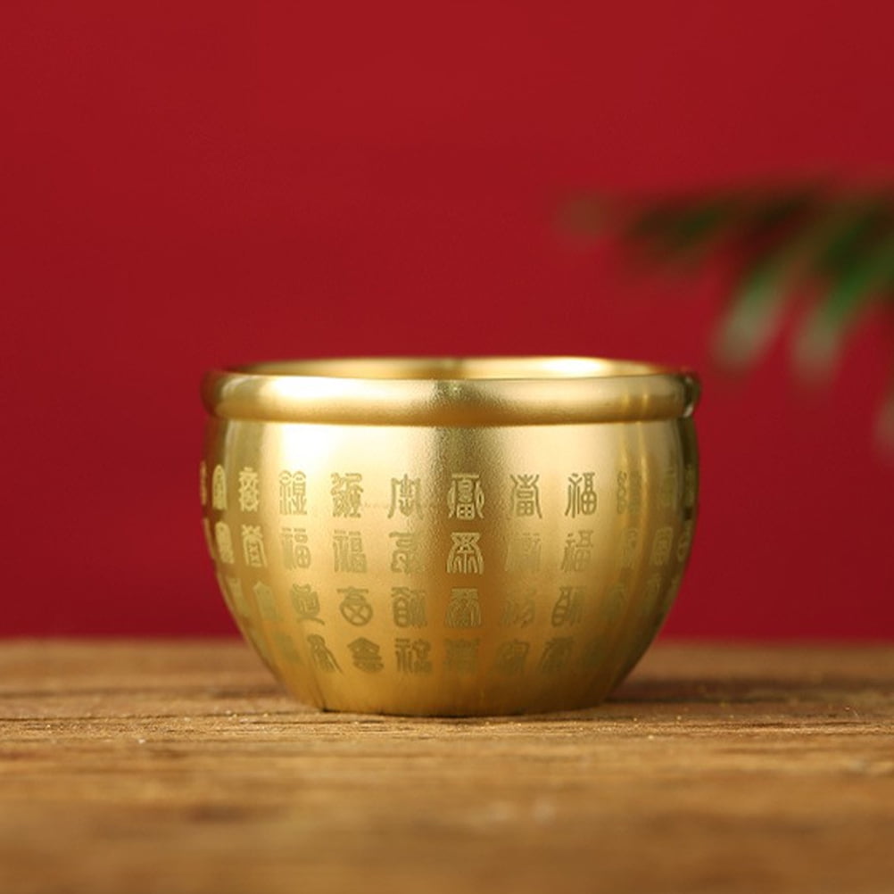 RUNROTOO 1Pcs Golden Round Copper Fortune Basin Decorative Table ...