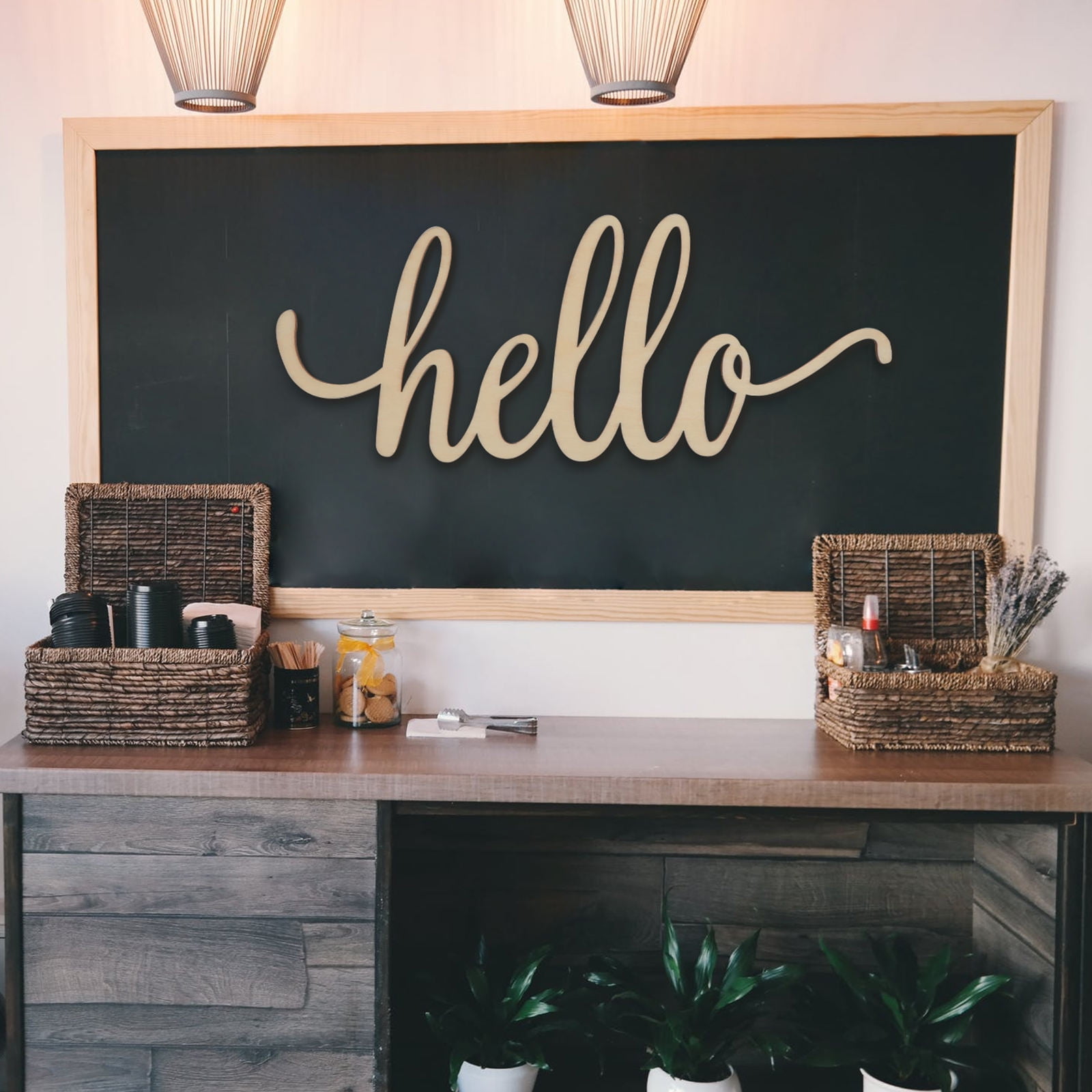 RUNROTOO 1Set Wood Sign Home Decor Hello Cutout For Wall Art And ...