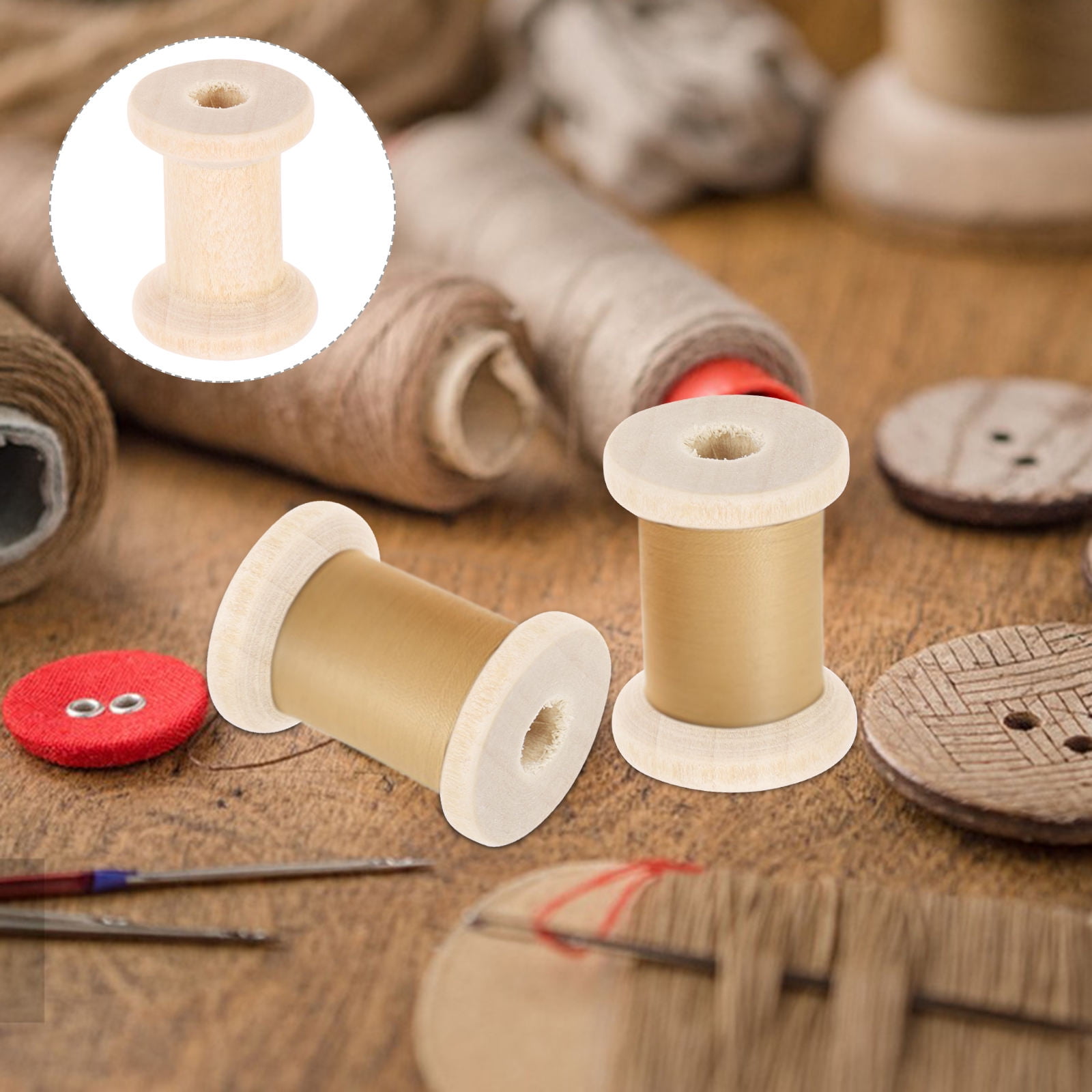 RUNROTOO 20Pcs Wood Spools for DIY Enthusiasts Unfinished Spools for ...