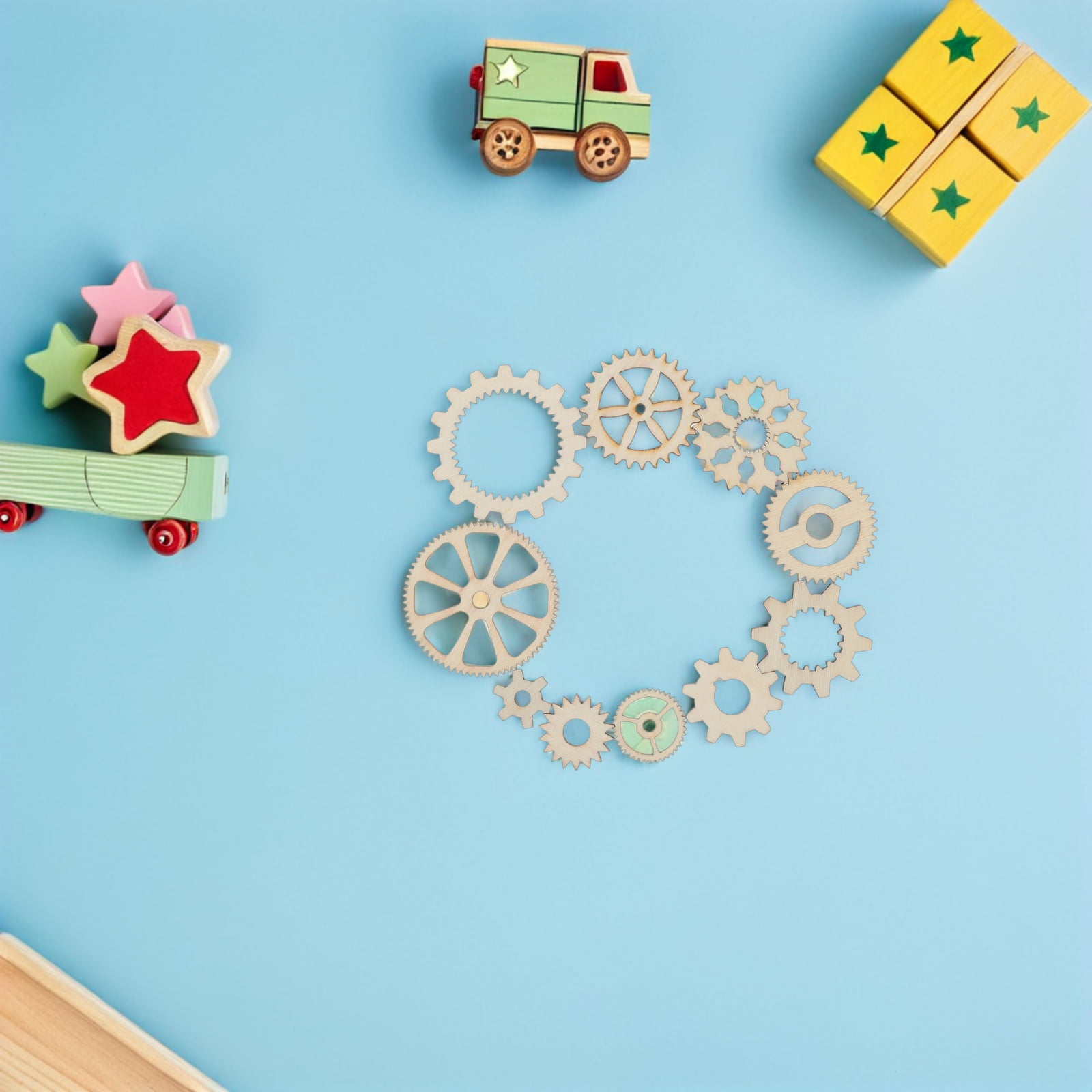 RUNROTOO 40Pcs Diy Wood Patches Wooden Gear Craft Embellishment For ...