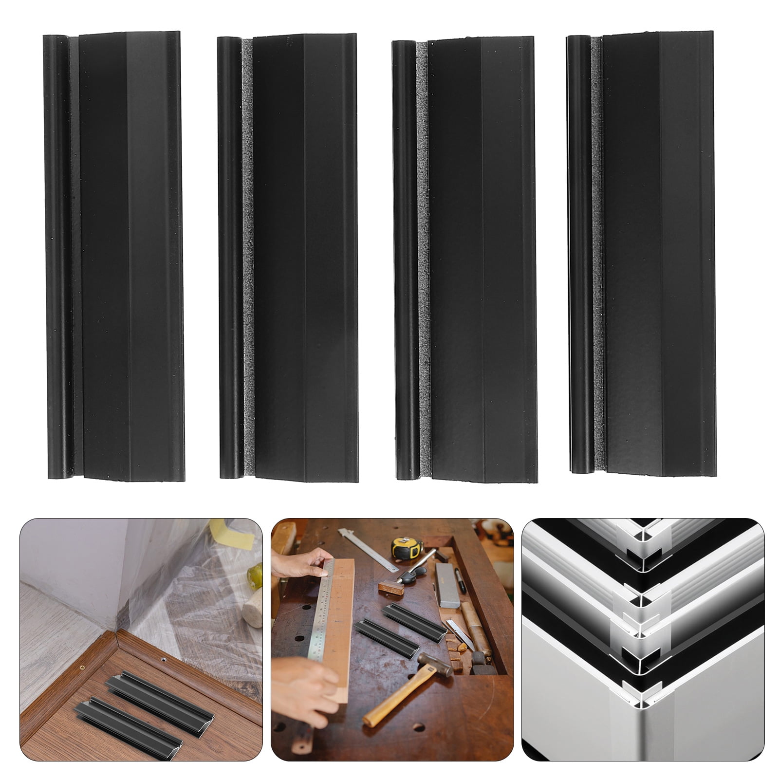 RUNROTOO 4Pcs Skirting Board Corner Connectors Black Aluminium Alloy ...
