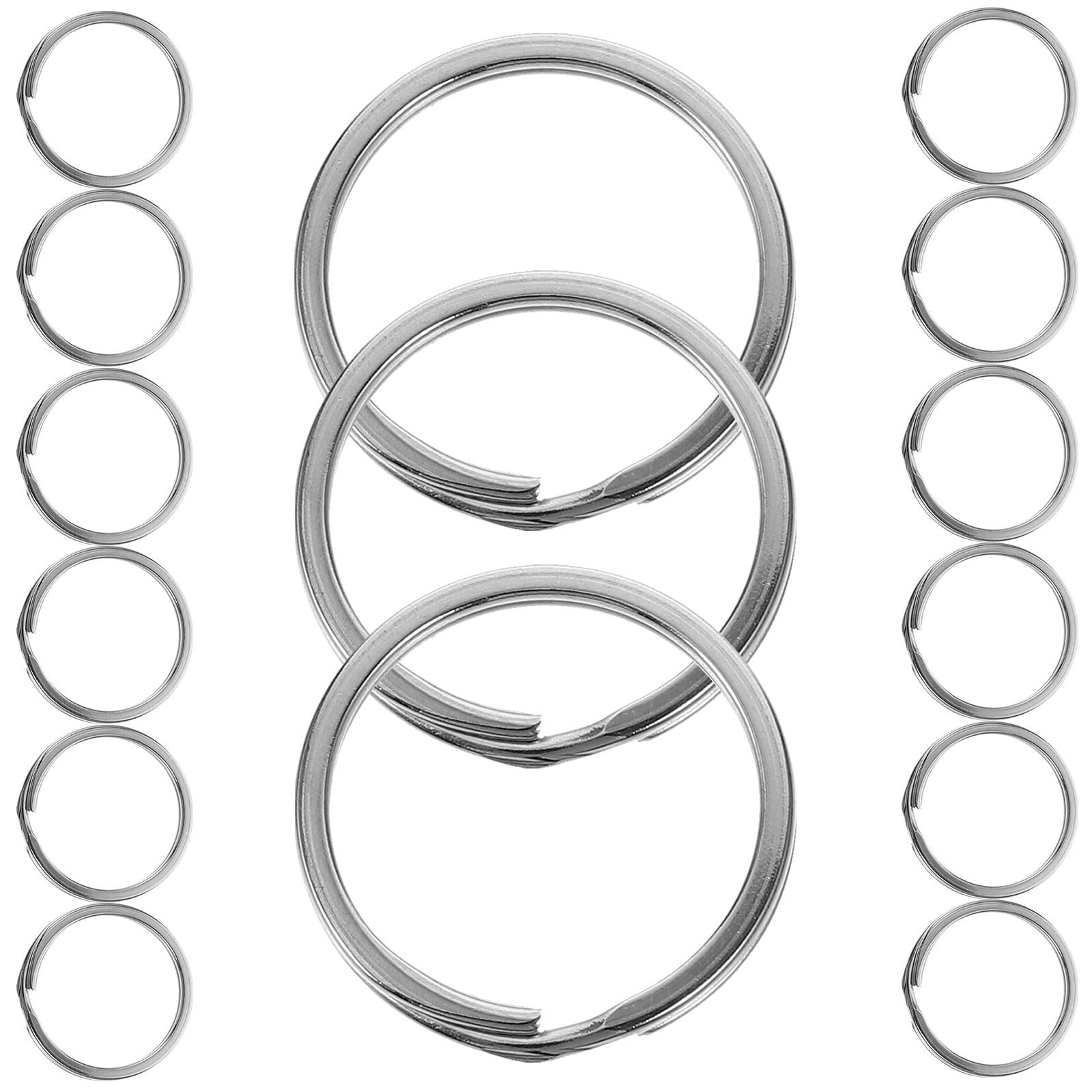 RUNROTOO Keychain Ring 50Pcs Metal Key Rings Silver Flat Round O-shaped ...