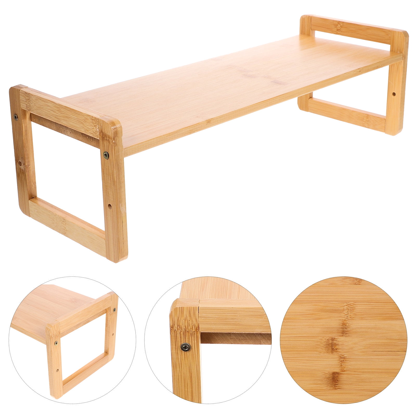 RUNROTOO Khaki Rectangular Bamboo Monitor Stand Riser 1Pack for ...