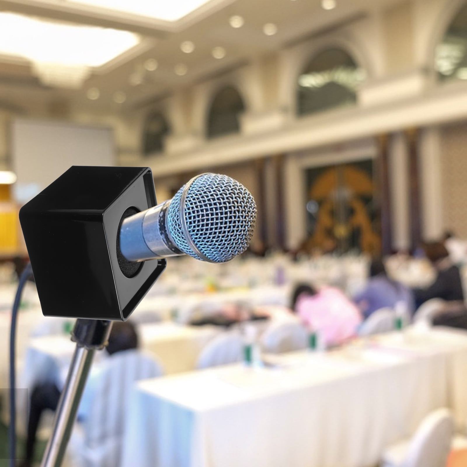 RUNROTOO Portable ABS Plastic Microphone Station Logo Flag for ...