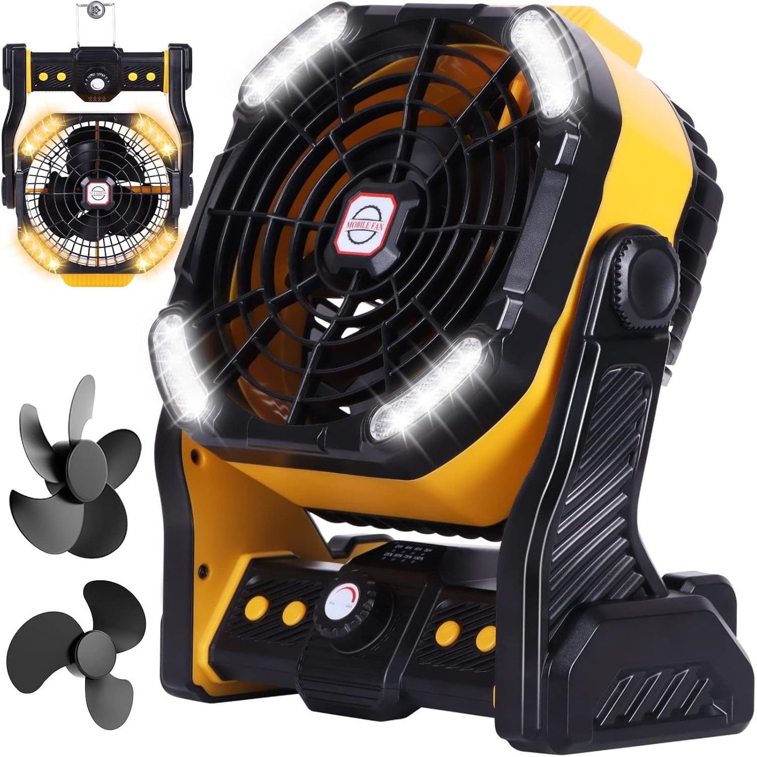 RUNTOP Camping Fan, 20000mAh Rechargeable Fan Portable Battery Powered ...