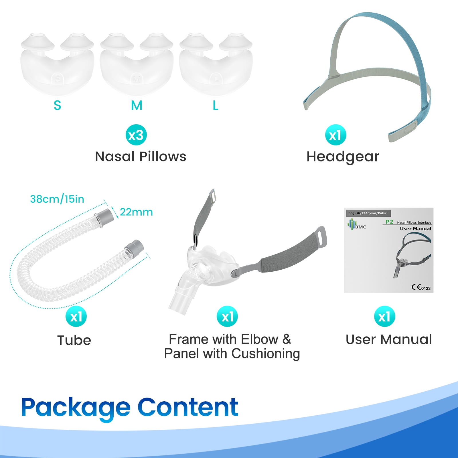 RUNWIN Nasal CPAP Mask for Sleep Apnea with 3-Size Pillows (S/M/L ...