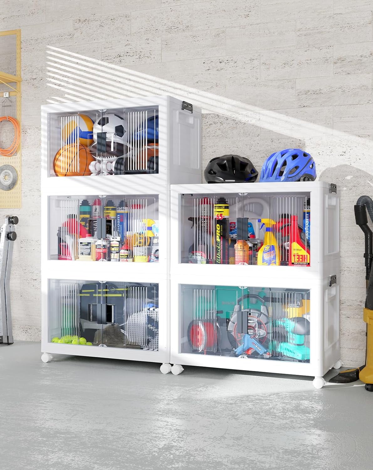 Ruo 48qt Storage Bins With Lids Folding Storage Box With Doors And