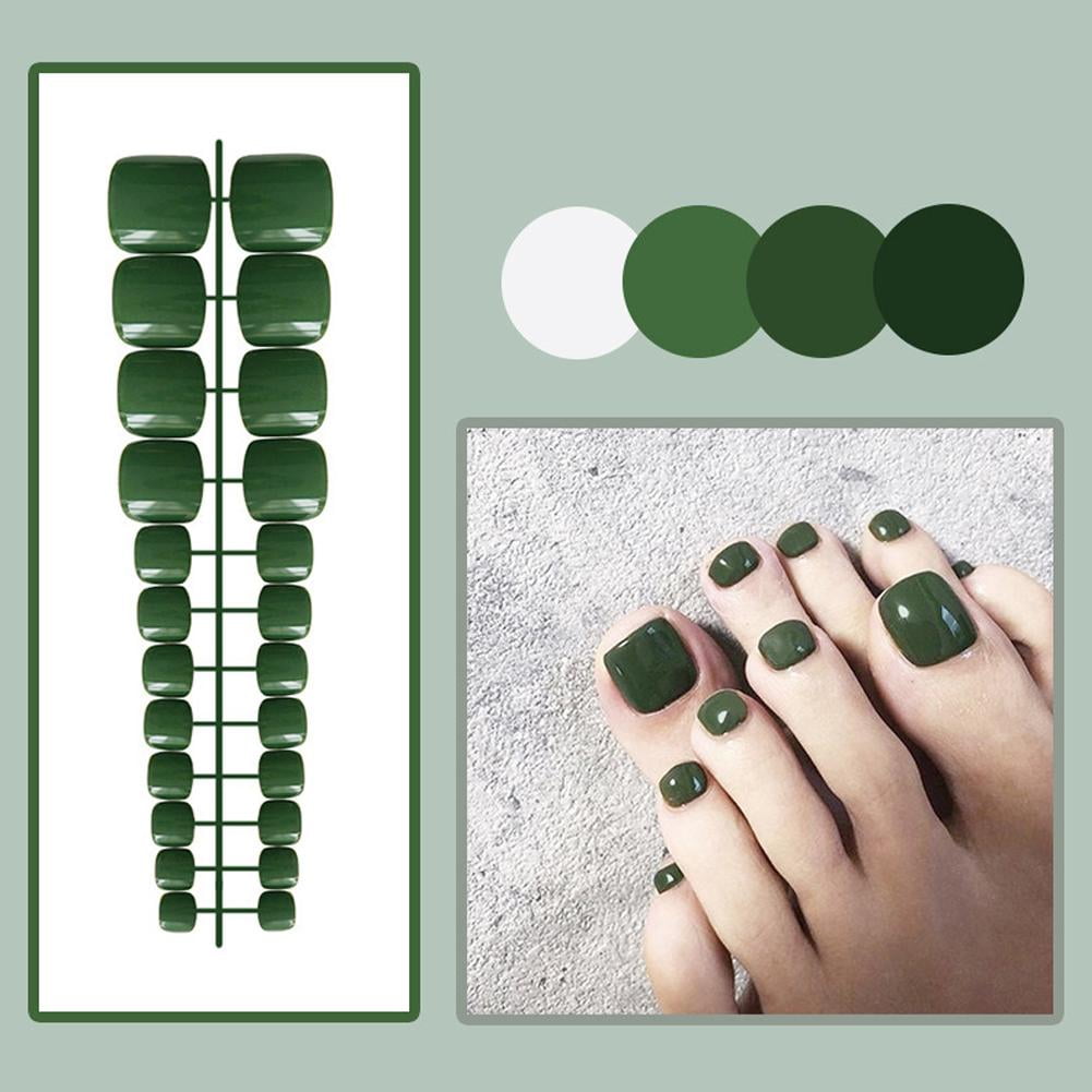 RUOYING Finished Toenail Glossy Patches Fake Nails Wearable Manicure ...