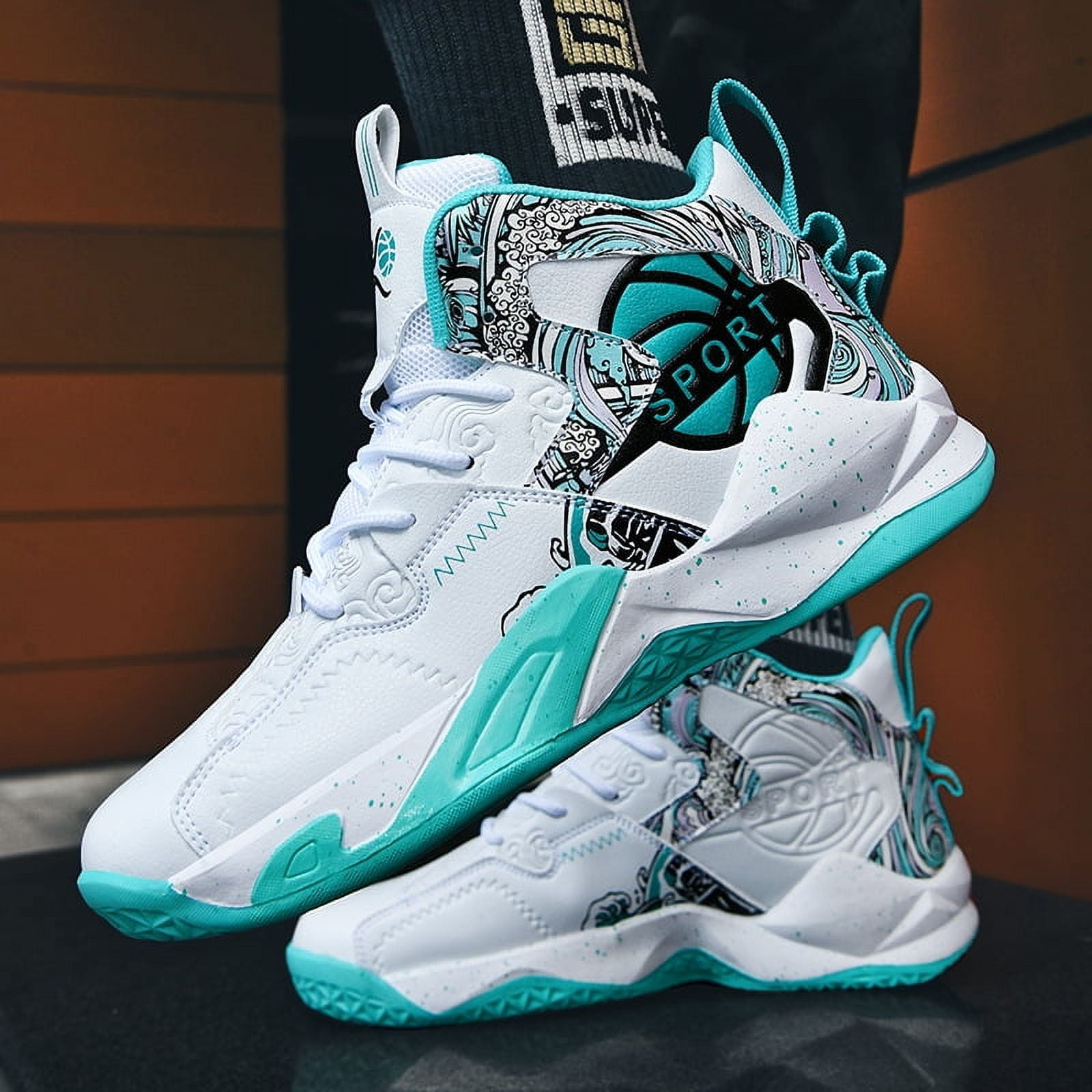 RURAN High Upper Basketball Shoes for Men Sneakers Breathable Sports ...