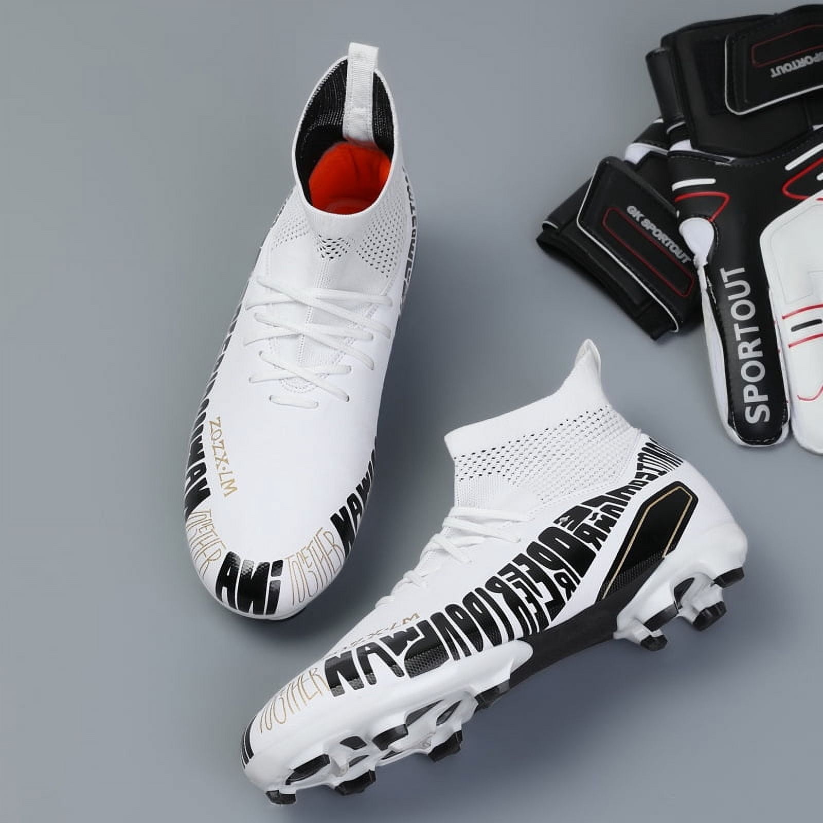 RURAN Men's Soccer Shoes High-Top Soccer Cleats Outdoor Breathable ...