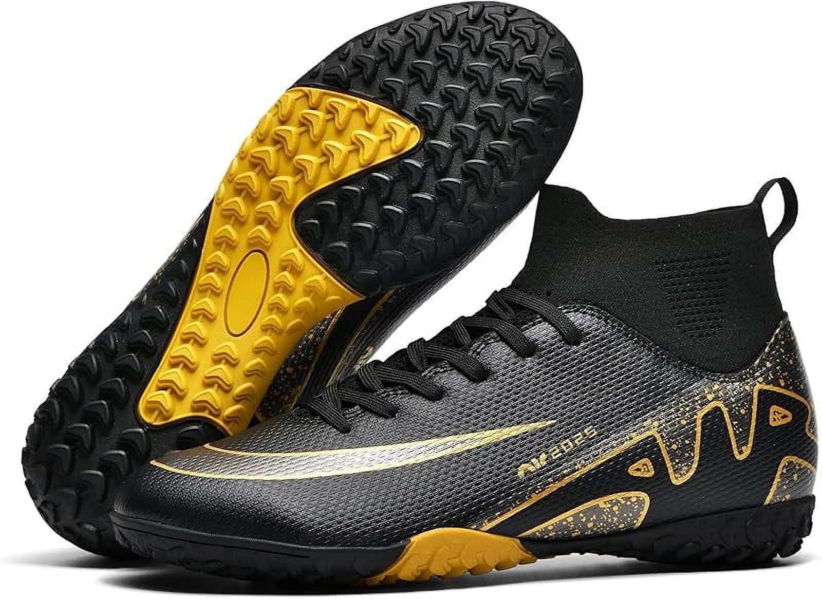 RURAN Men's Soccer Shoes High-Tops Lace-Up Non-Slip Spikes Indoor ...