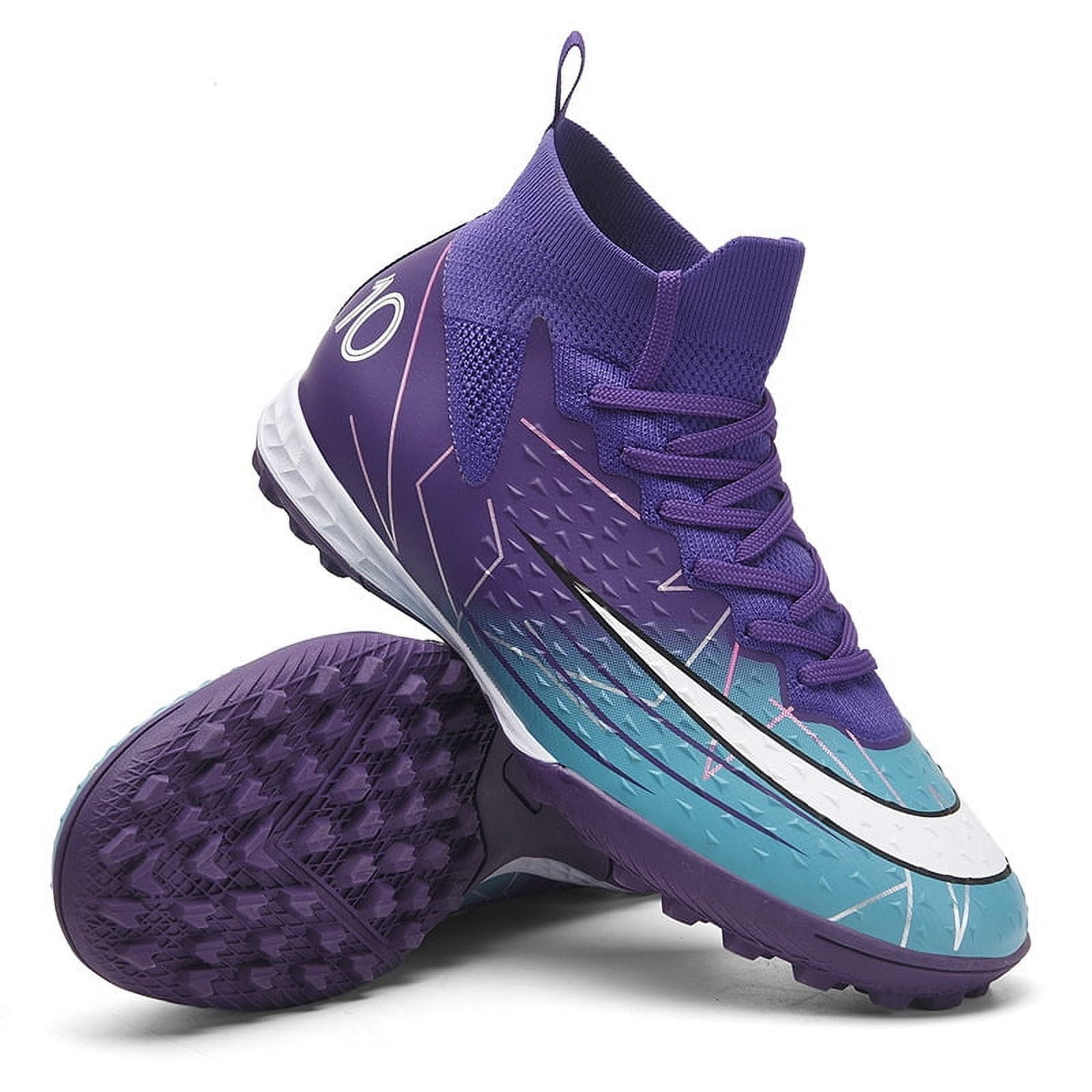 RURAN Men's Soccer Shoes with Non-Slip Spikes High-Tops Lace-Up Indoor ...