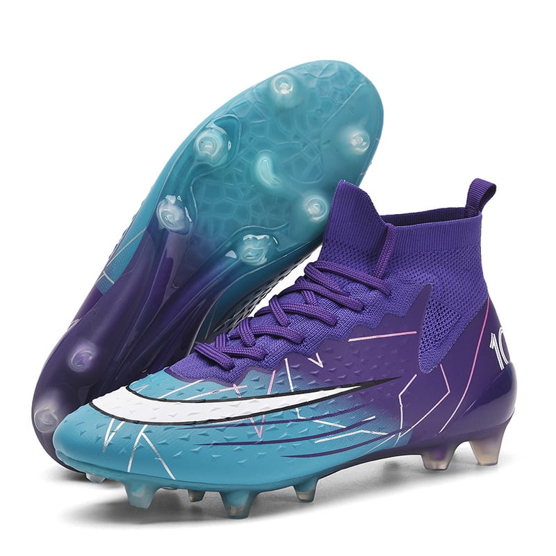 RURAN Men's Soccer Shoes with Non-Slip Spikes High-Tops Lace-Up Indoor ...