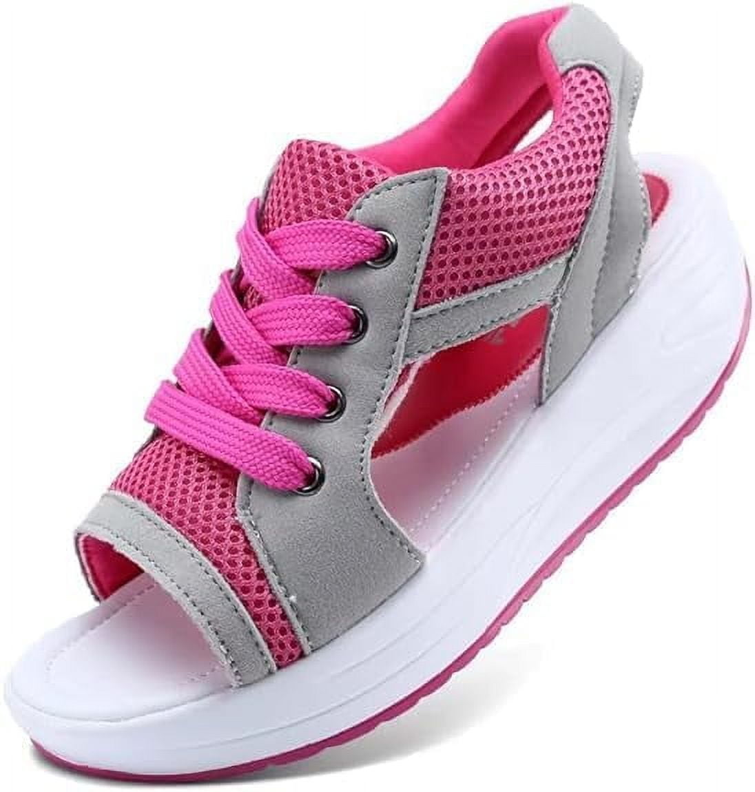 RURAN Open Toe Tennis Shoes Contrast Paneled Cutout Lace-Up Muffin ...