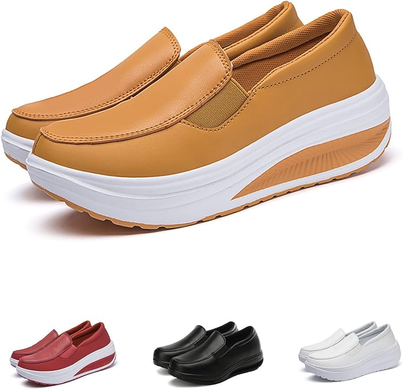 RURAN Women's Platform Wedge Casual Moccas,Arch Support Slip On ...