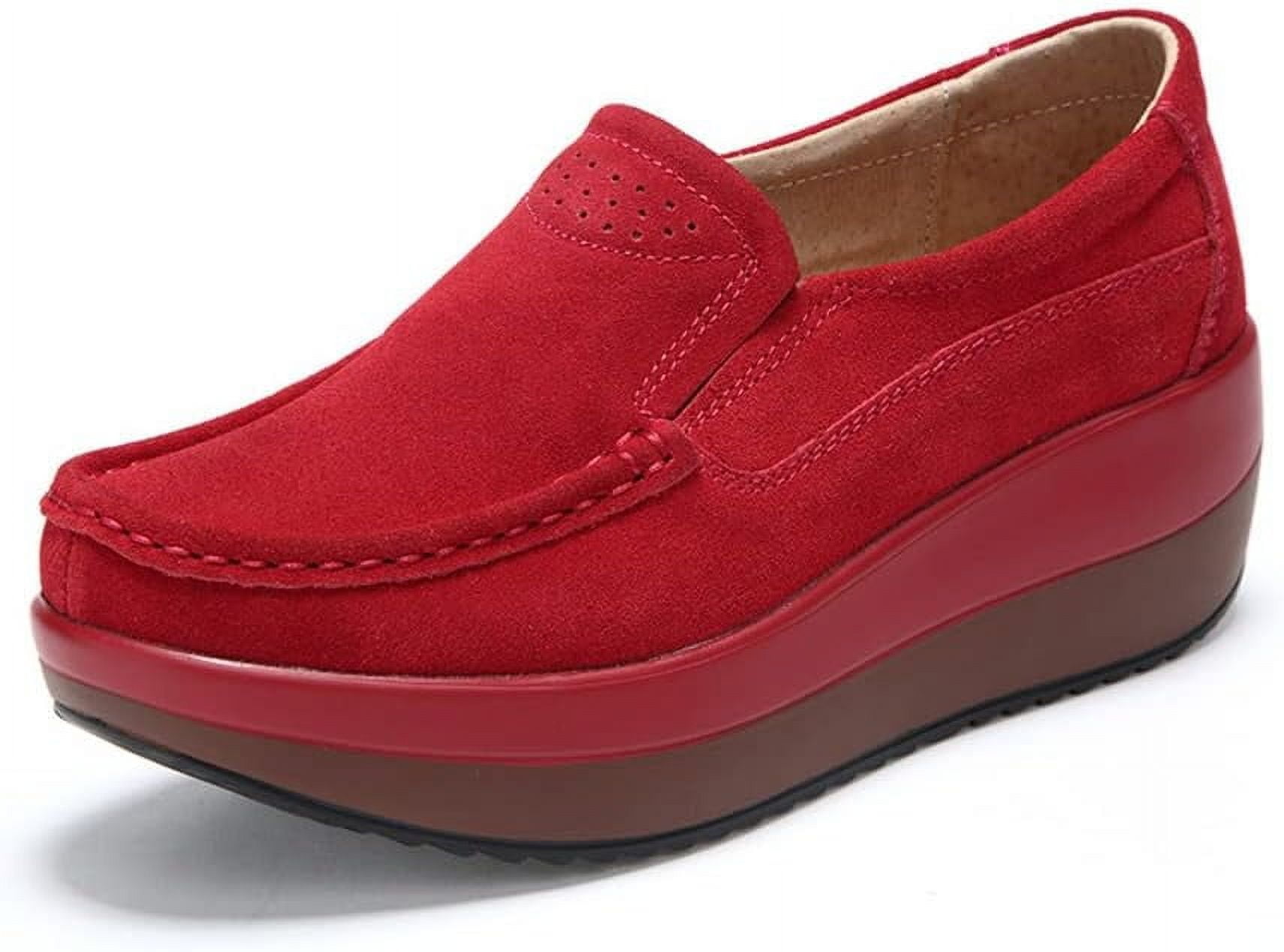 RURAN Women's Toning Rocker Walking Shoes Platform Suede Sneakers Slip ...