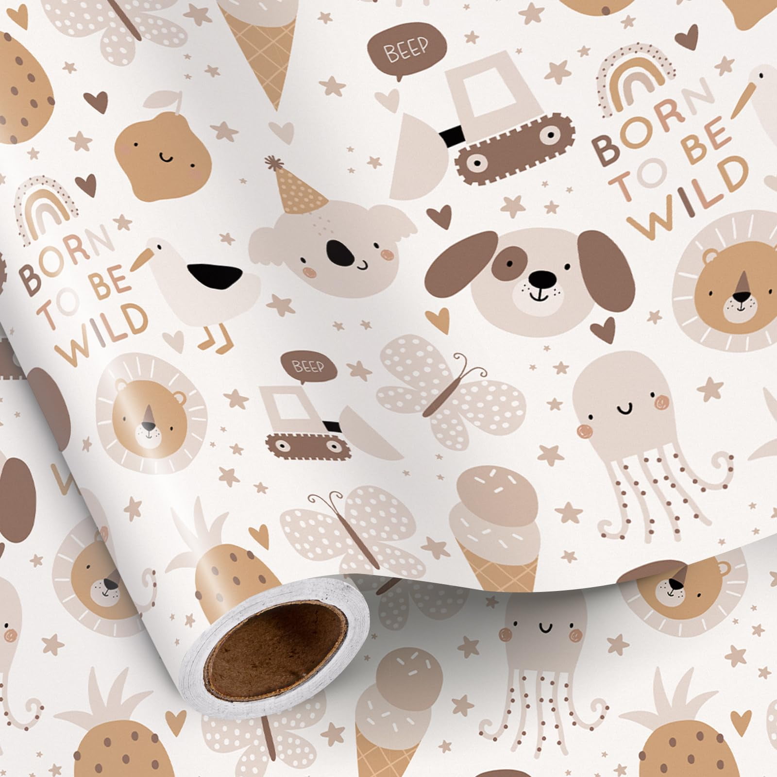 RUSPEPA Baby WrappingUMRT Paper Roll for Boys Girls, Mini to Be Wild ...